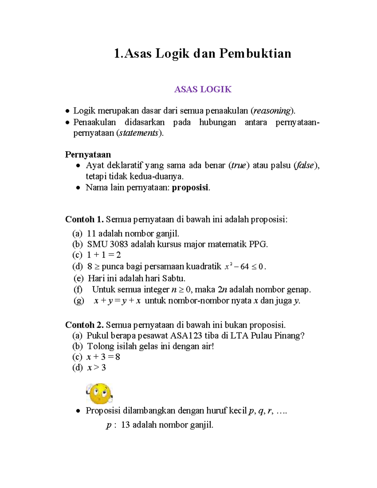 Nota penaakulan - proof maths - Logik merupakan dasar - Studocu