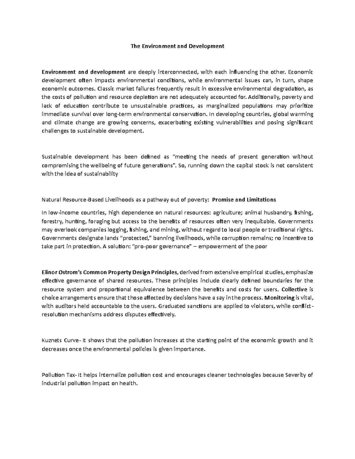 ECON 3 Environment and Development - The Environment and Development ...