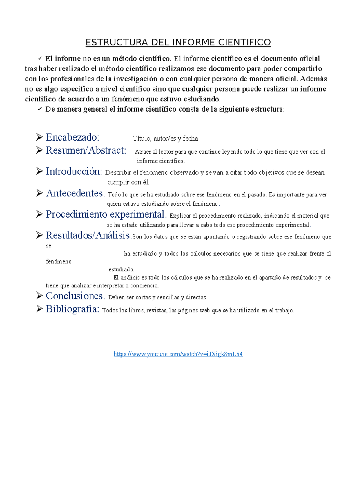 Estructura DEL Informe Cientifico - ESTRUCTURA DEL INFORME CIENTIFICO ...