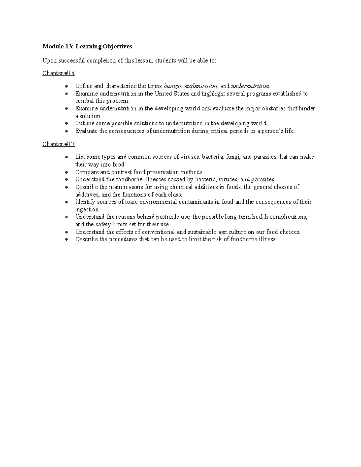 Module 13 Learning Objectives - Module 13: Learning Objectives Upon ...