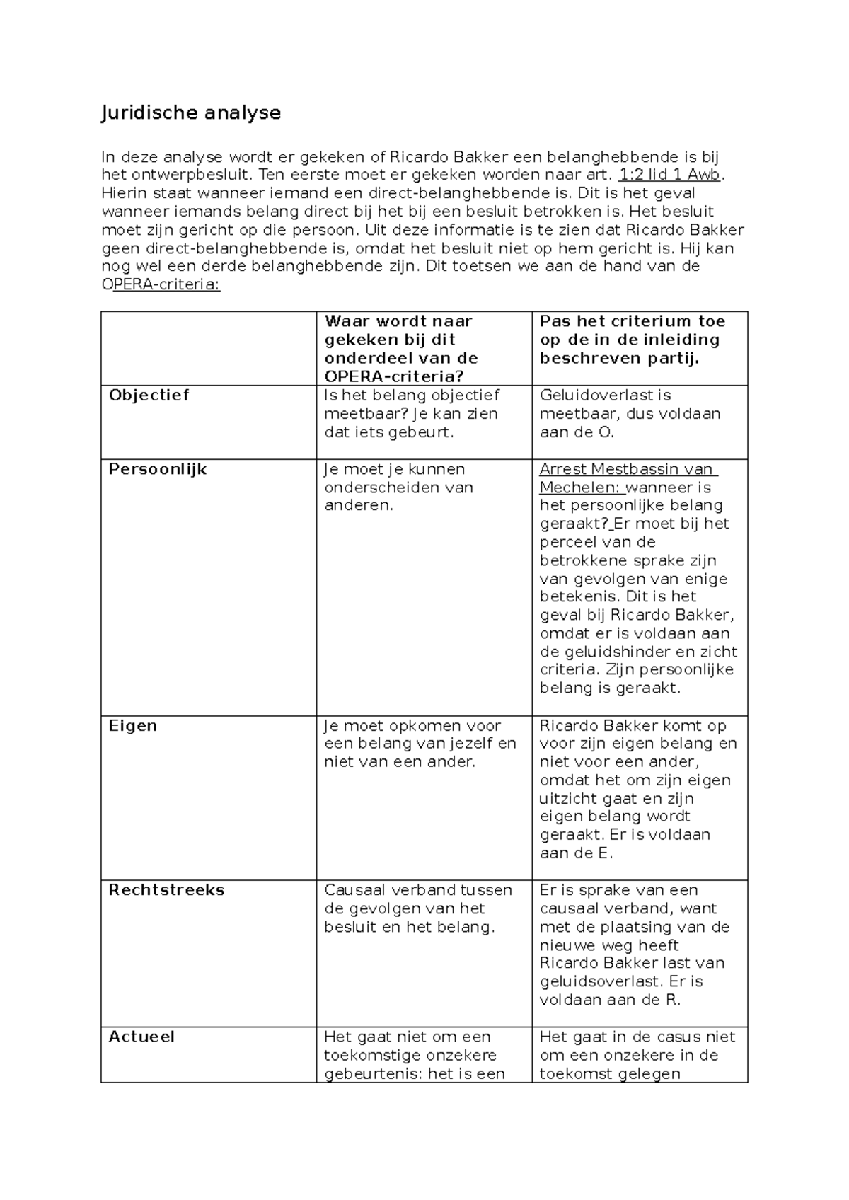 Juridische analyse - Ten eerste moet er gekeken worden naar art. 1:2 ...