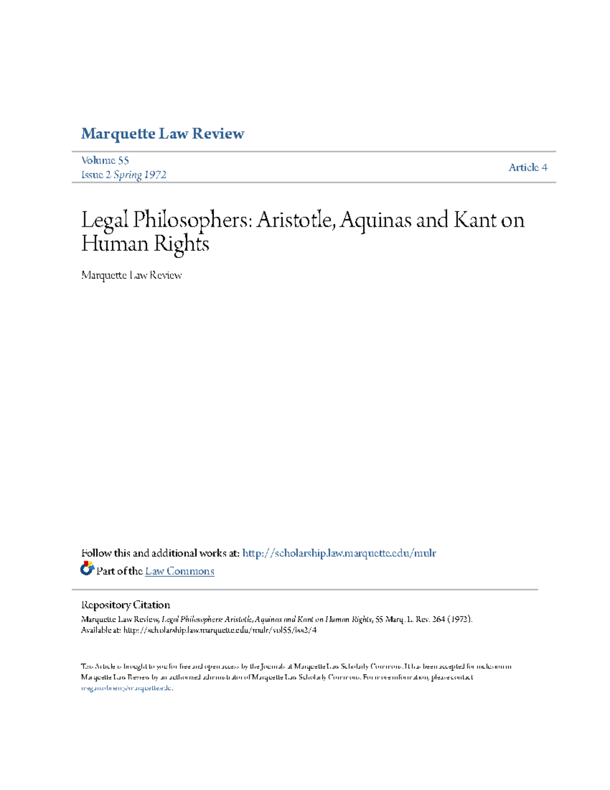 Legal Philosophers Aristotle Aquinas and Kant on Human Rights ...