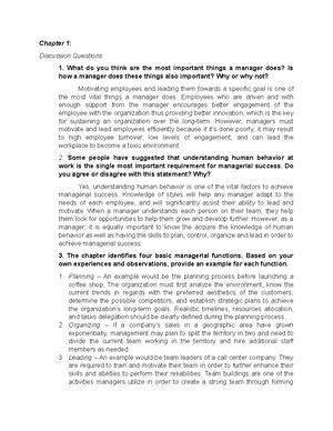 Book Activities - Discussion questions answers - Chapter 1: Discussion ...