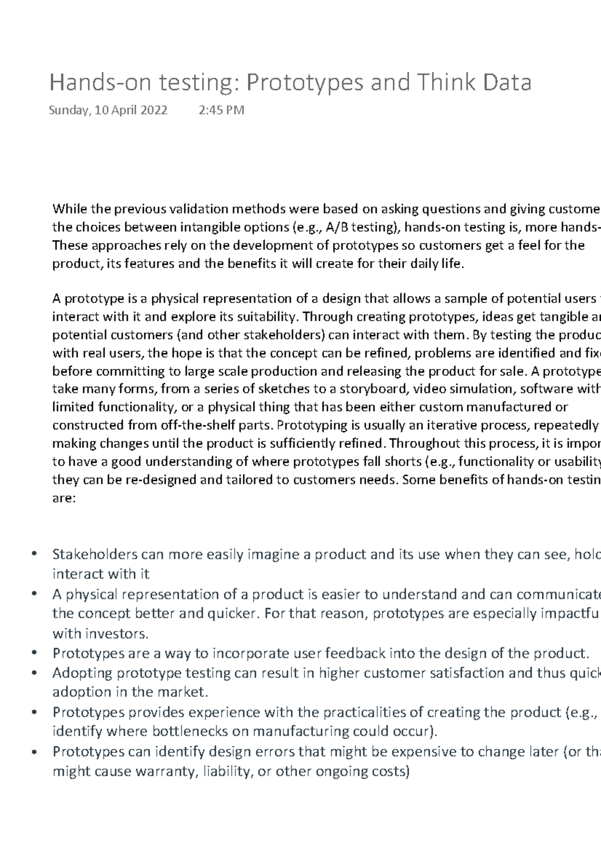 Hands-on testing Prototypes and Think Data - While the previous ...