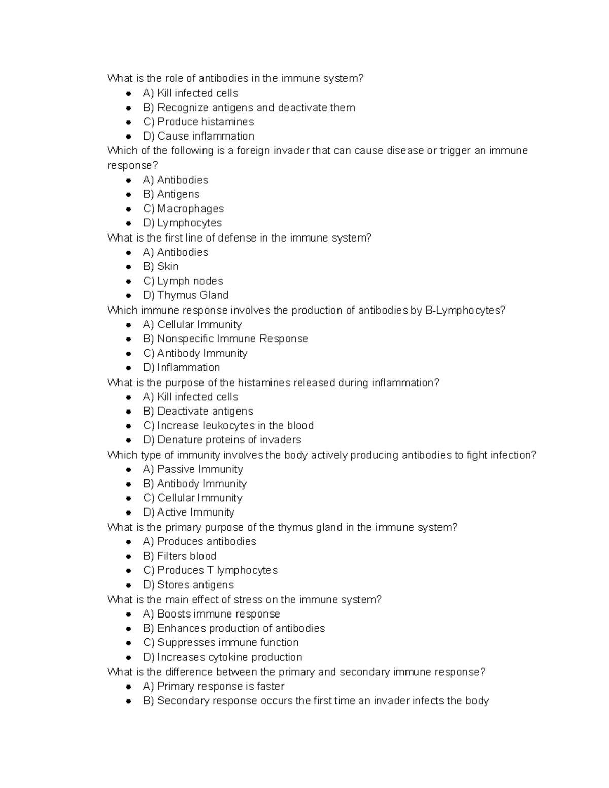 Practice questions - What is the role of antibodies in the immune ...