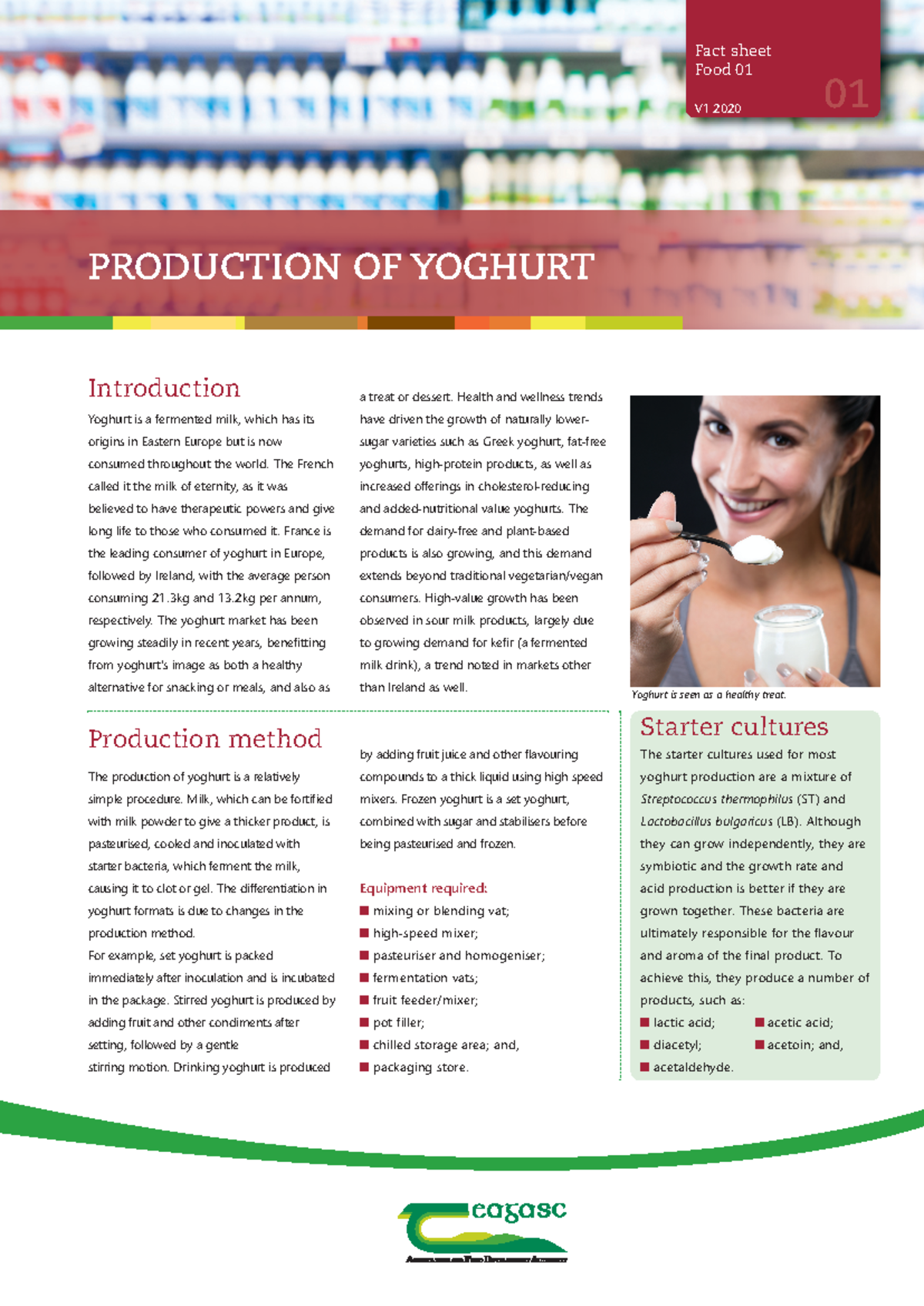 1-Production-of-Yoghurt - Fact sheet Food 01 V1 2020 01 PRODUCTION OF ...