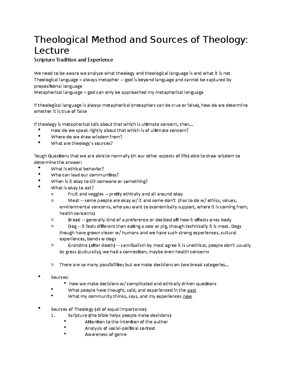 Theological Method and Sources of Theology - Theological Method and ...