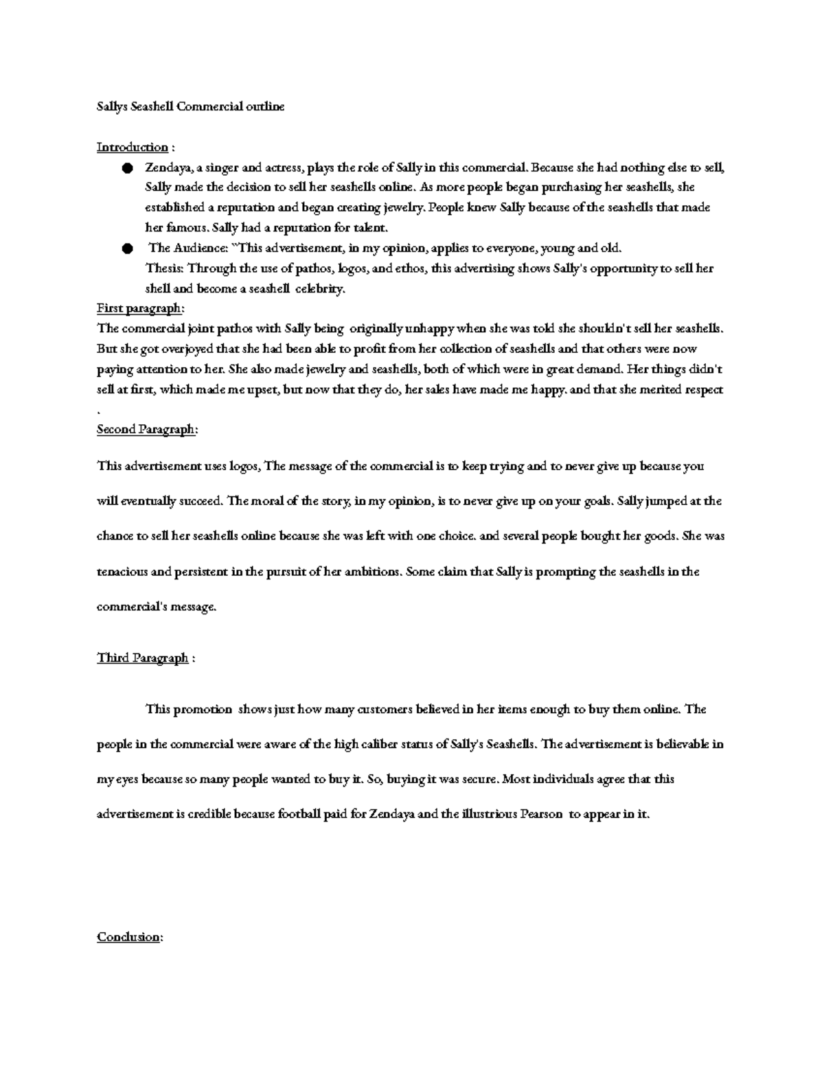 Copy of Untitled document - Sallys Seashell Commercial outline ...