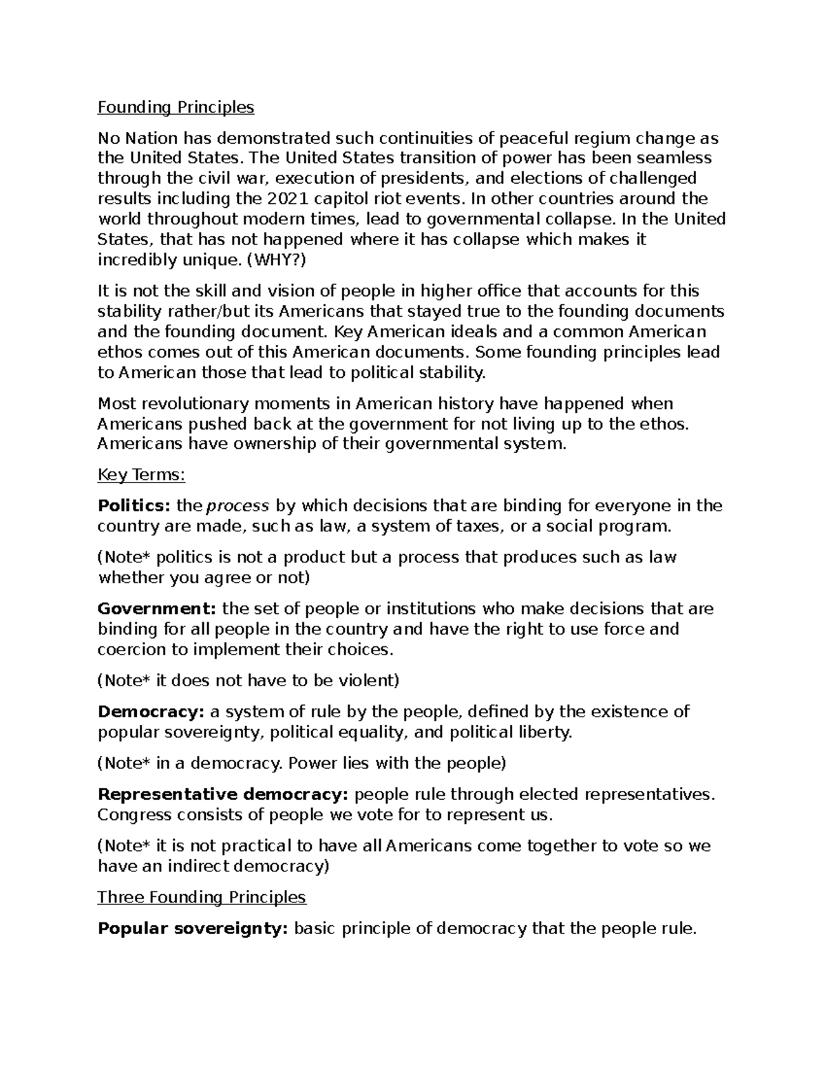 Founding Principles - Notes- The title Explains it all. Introduction to ...