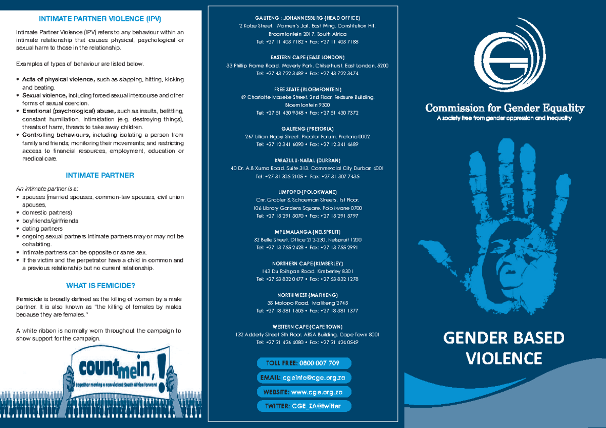 GBV-pamphlet - GAUTENG : JOHANNESBURG (HEAD OFFICE) 2 Kotze Street ...