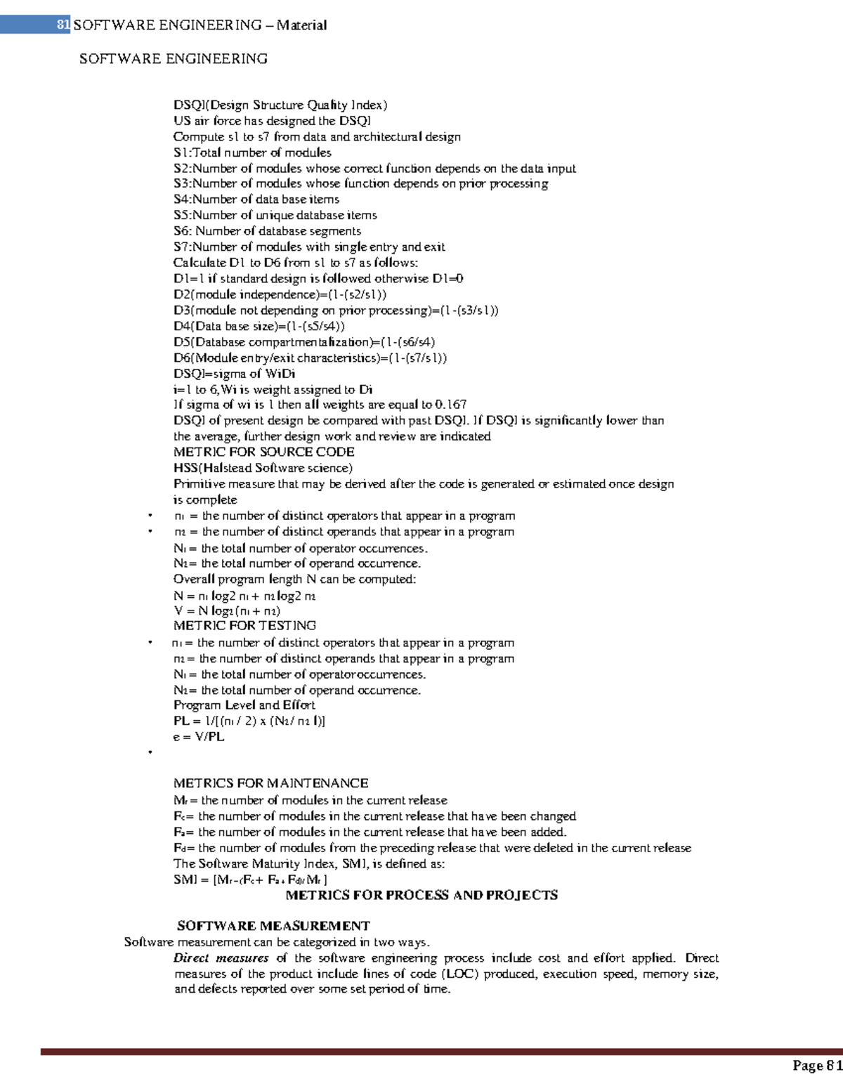 SE UNIT-5 - This material contains Risk Management Topics. - SOFTWARE ...