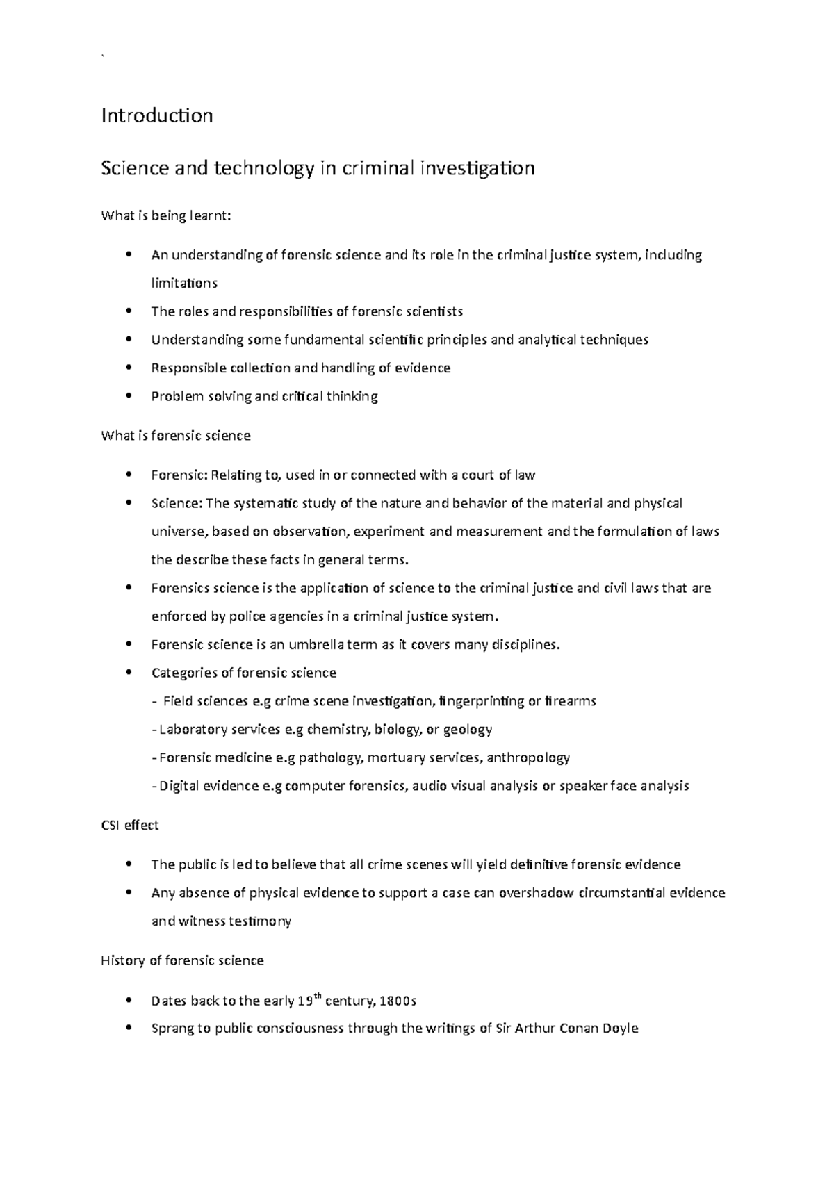 FSC102 topic 1 - Science and technology in criminal investigation ...