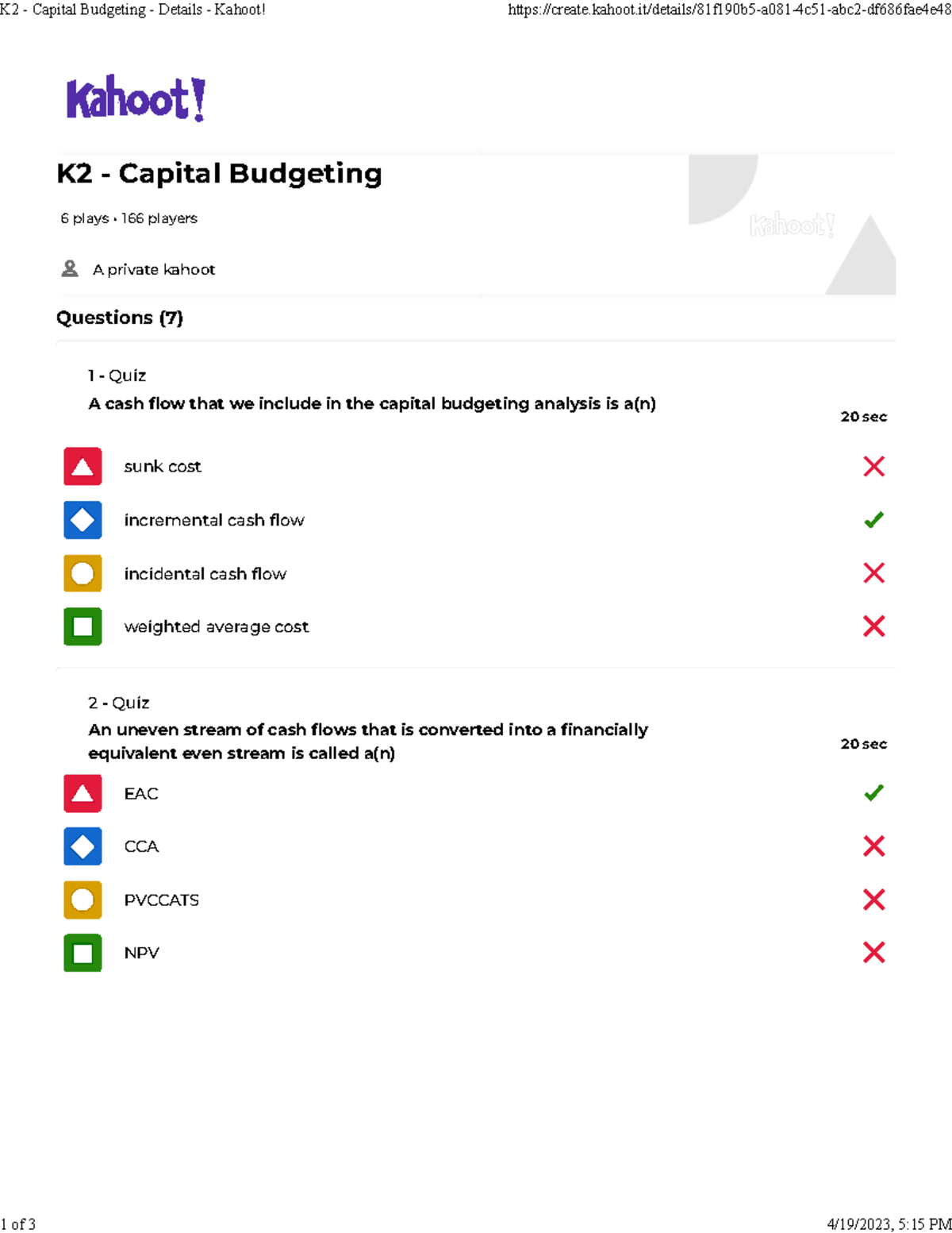 K2 - Capital Budgeting - Details - Kahoot - kahoot/details/81f190b5 ...