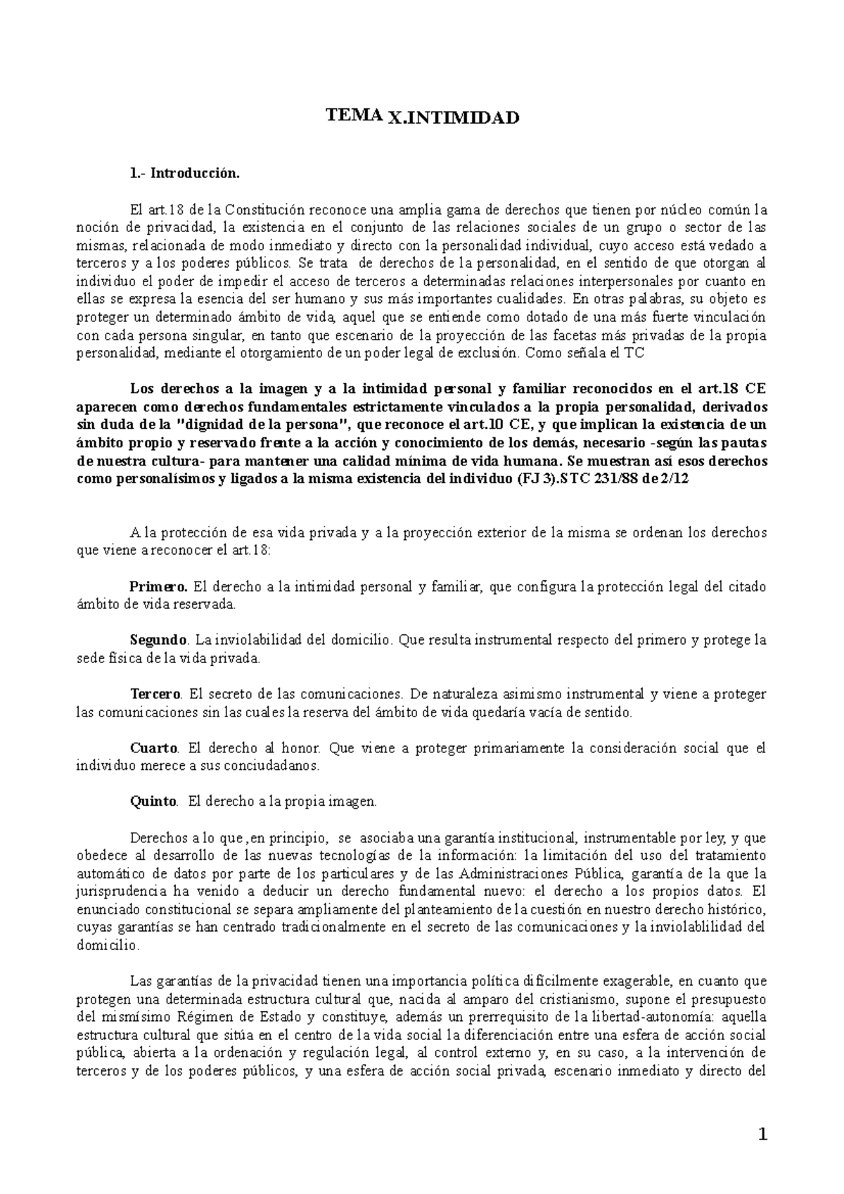 TEMA X - consti - TEMA X 1.- Introducción. El art de la Constitución ...