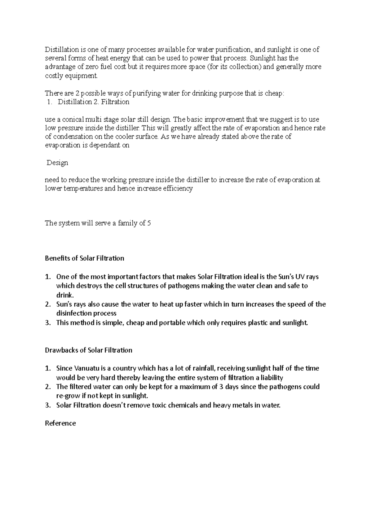 Solar filtration summary - Distillation is one of many processes ...