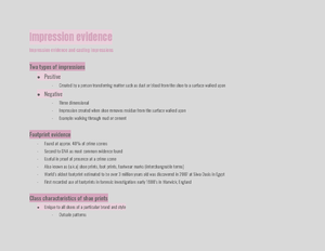 Impression evidence - Impression Evidence Procedures to collect & preserve impression evidence ...