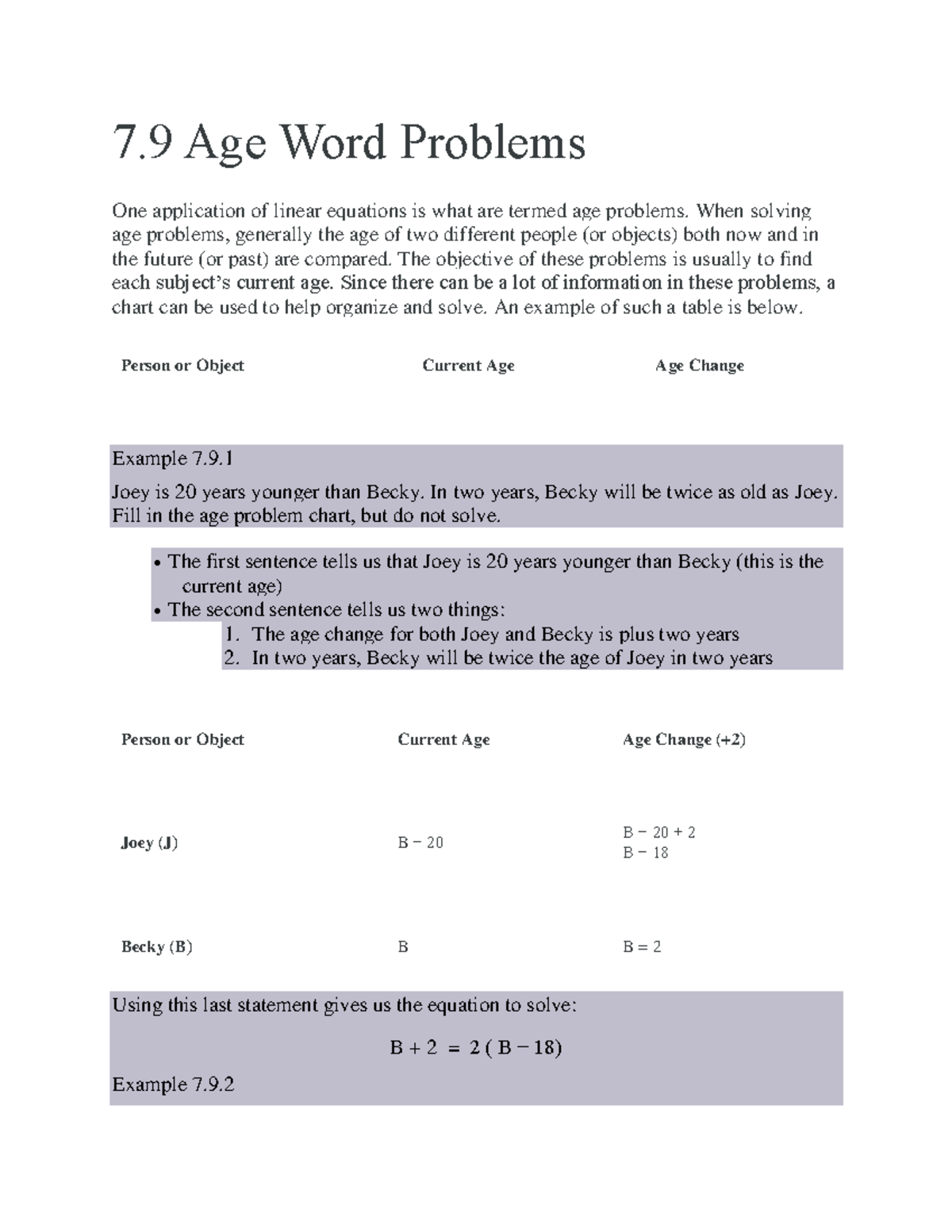 Age problem - xaxas - 7 Age Word Problems One application of linear ...