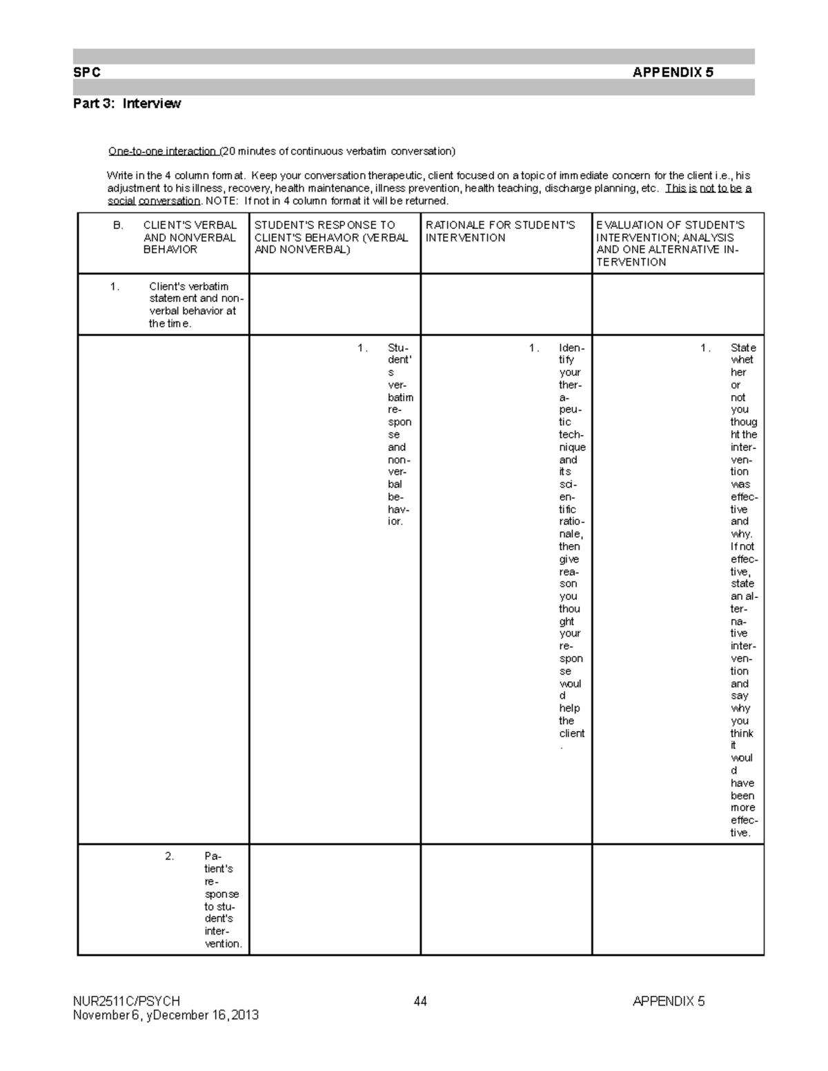 IPA Format - SPC APPENDIX 5 Part 3: Interview One-to-one interaction ...