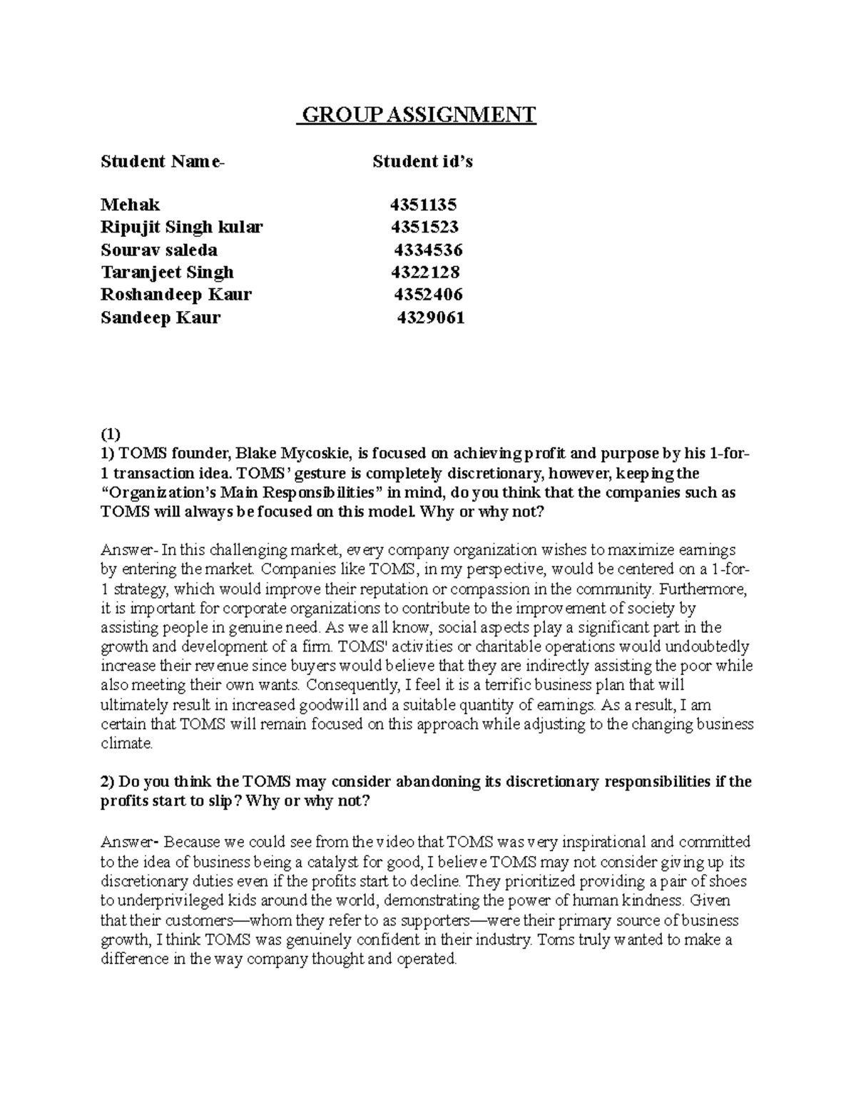 Group Assignment (Group- 5) of human side of business - GROUP ...