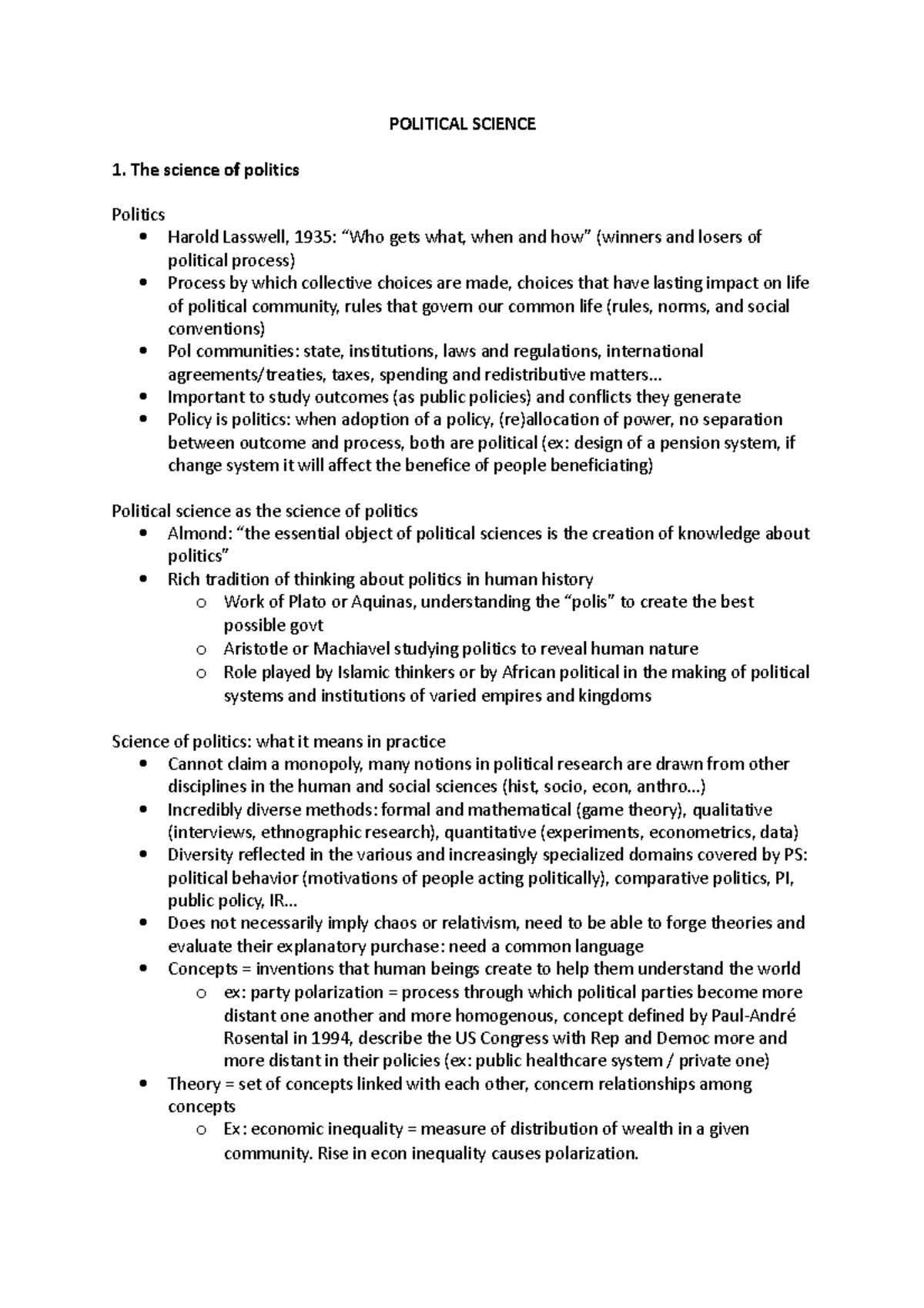 Fiches Polsci 1-5 - Revision notes from Mr Benoit's lectures ...