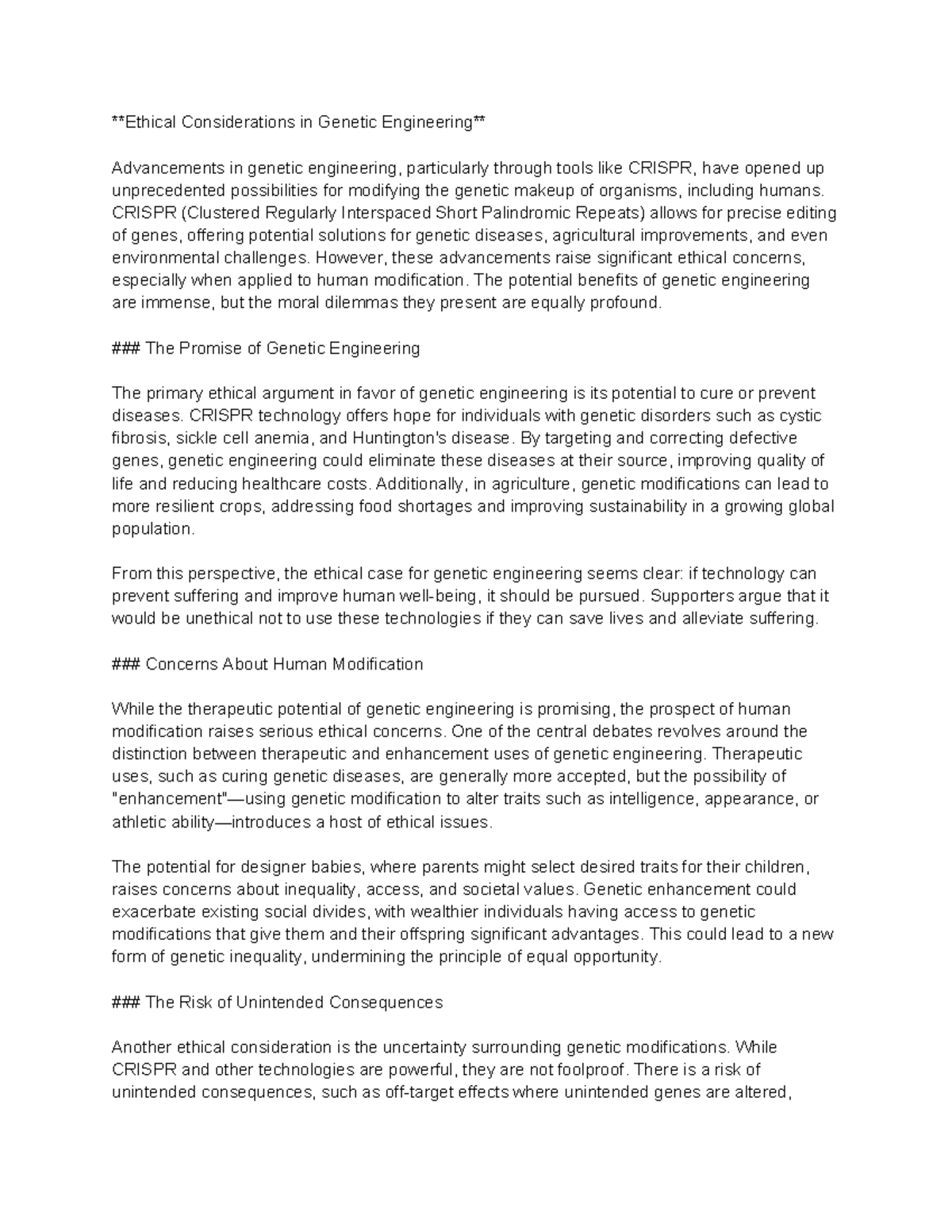 Untitled document (10) - Ethical Considerations in Genetic Engineering ...