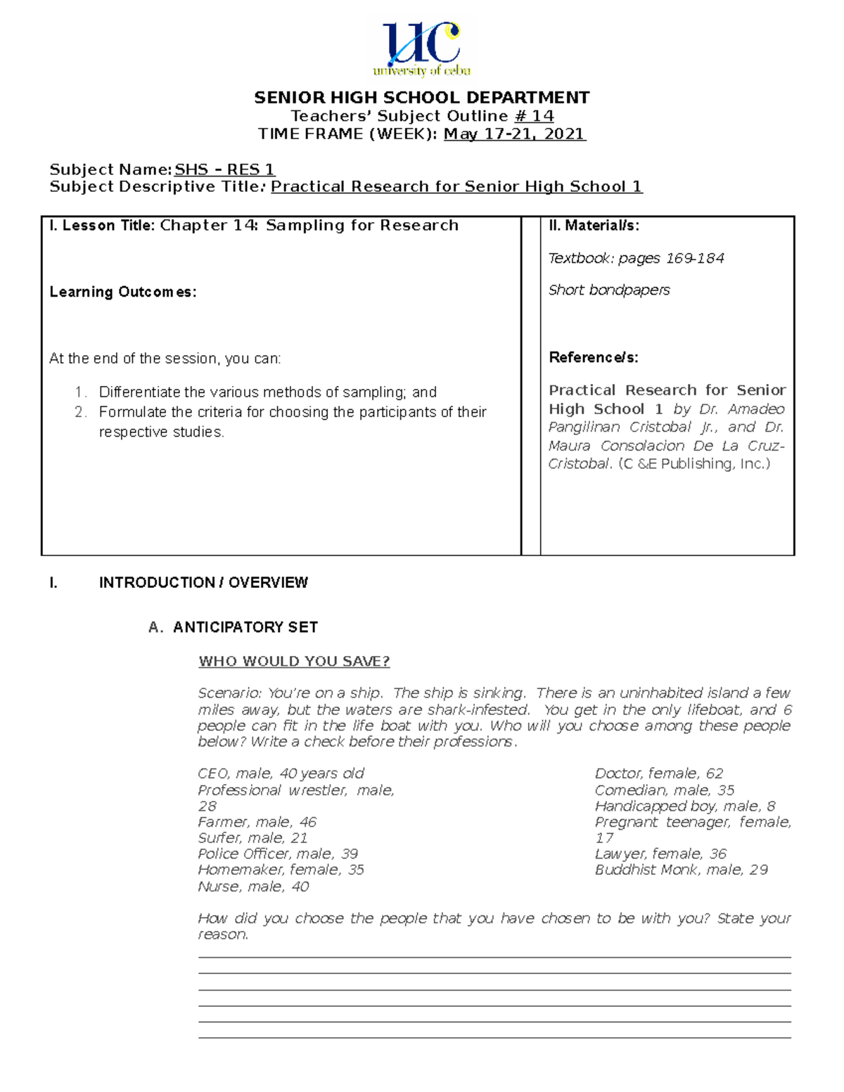 Offline Res 1 Subject Outline Chapter 14 - SENIOR HIGH SCHOOL ...
