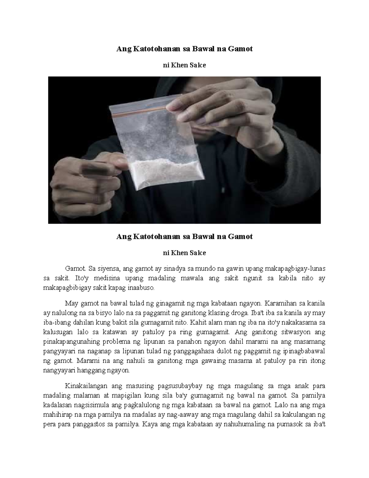 Bawal na gamot - A piece of writing - Ang Katotohanan sa Bawal na Gamot ...