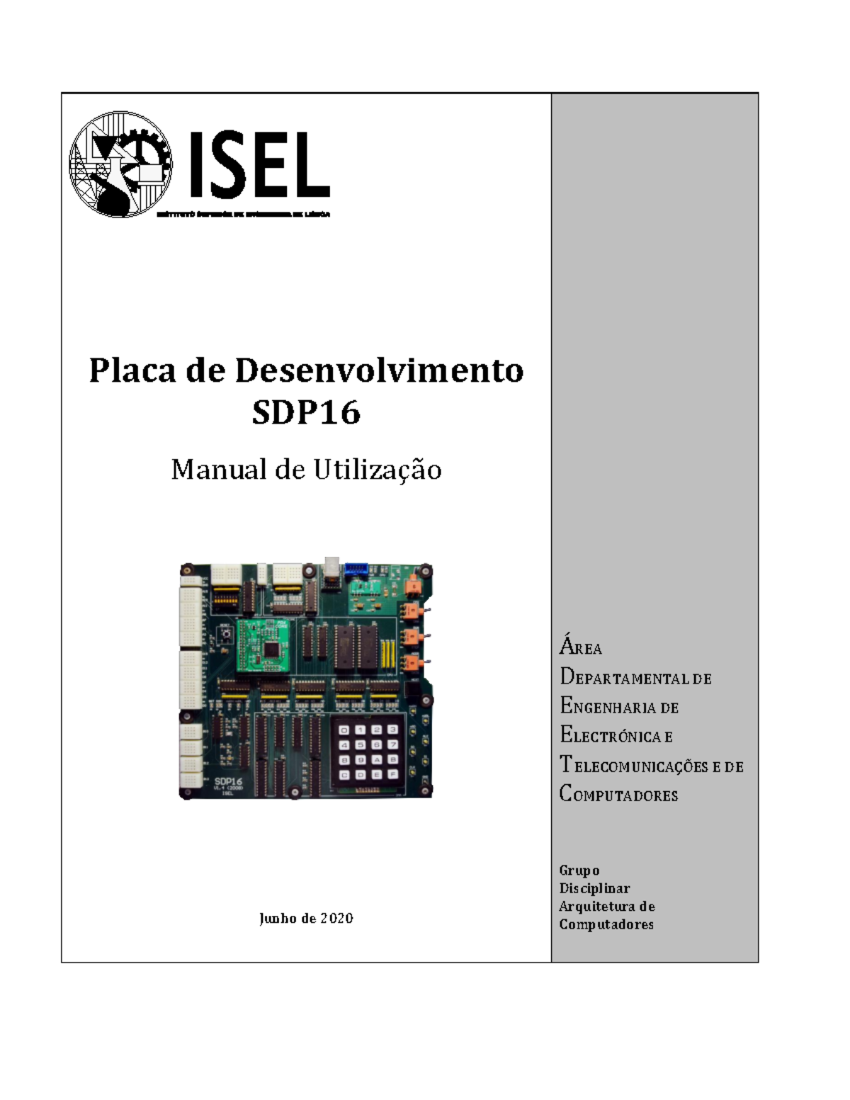Sdp16 manual utilizador v3 - Placa de Desenvolvimento SDP Manual de ...