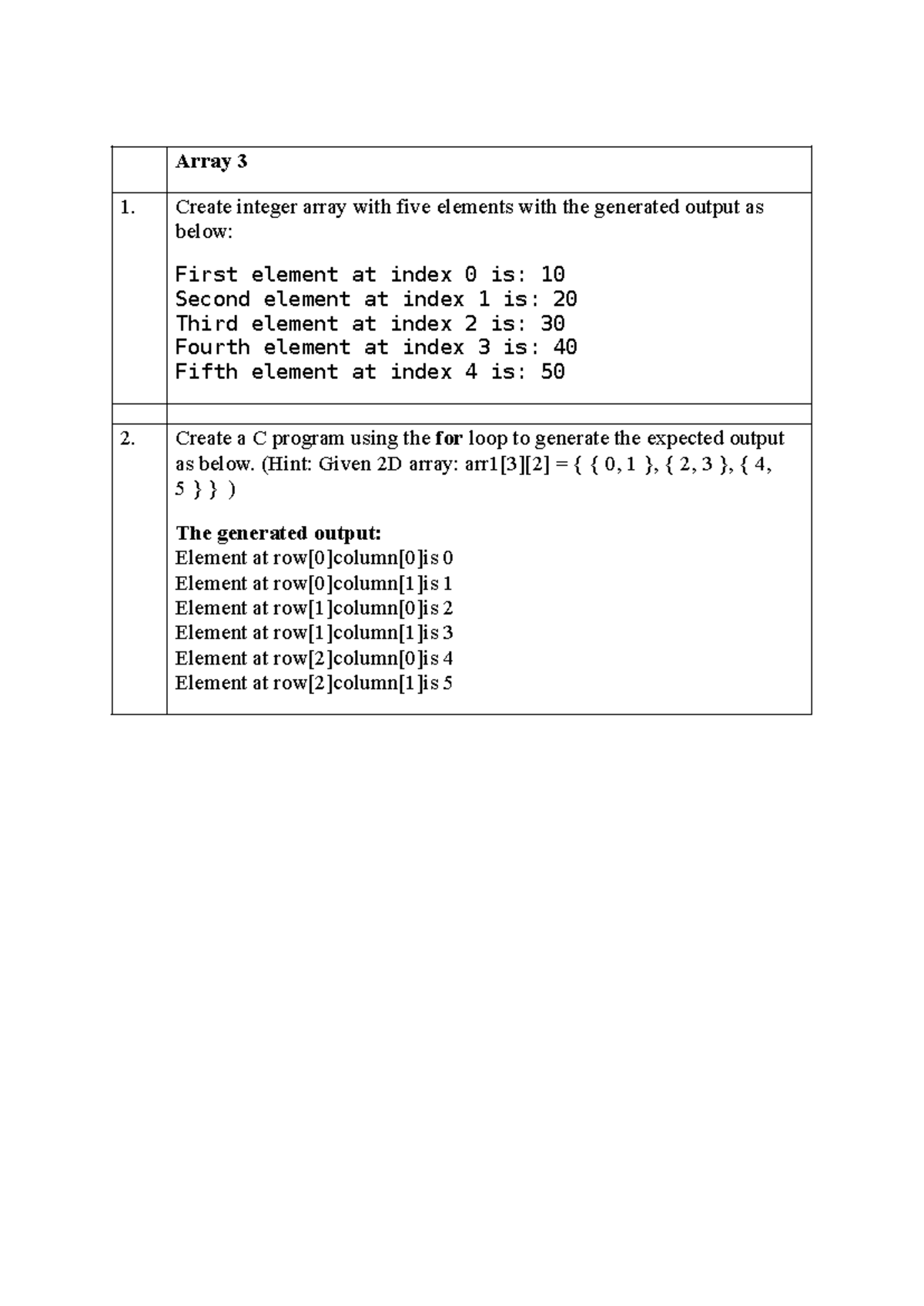 Week 6 Array 3v1 Nothing Array 3 Create Integer Array With Five 6206