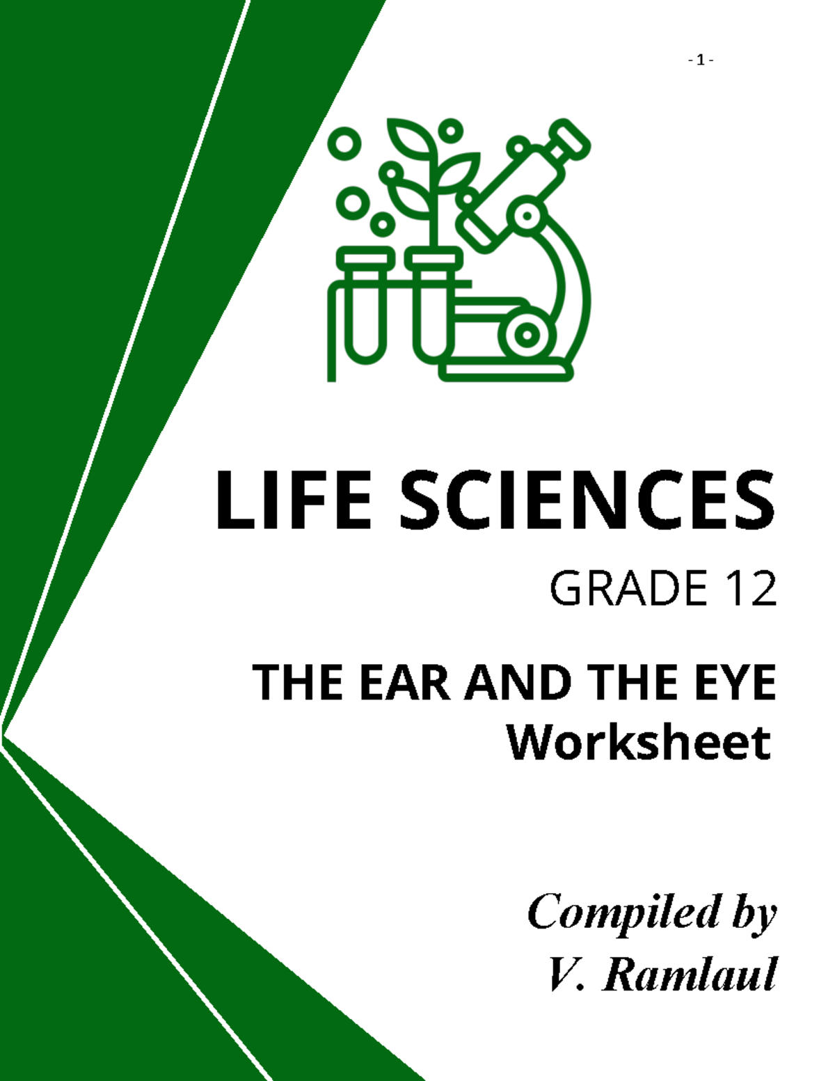 Life Sciences Gr 12 Worksheet - LIFE SCIENCES GRADE 12 THE EAR AND THE ...