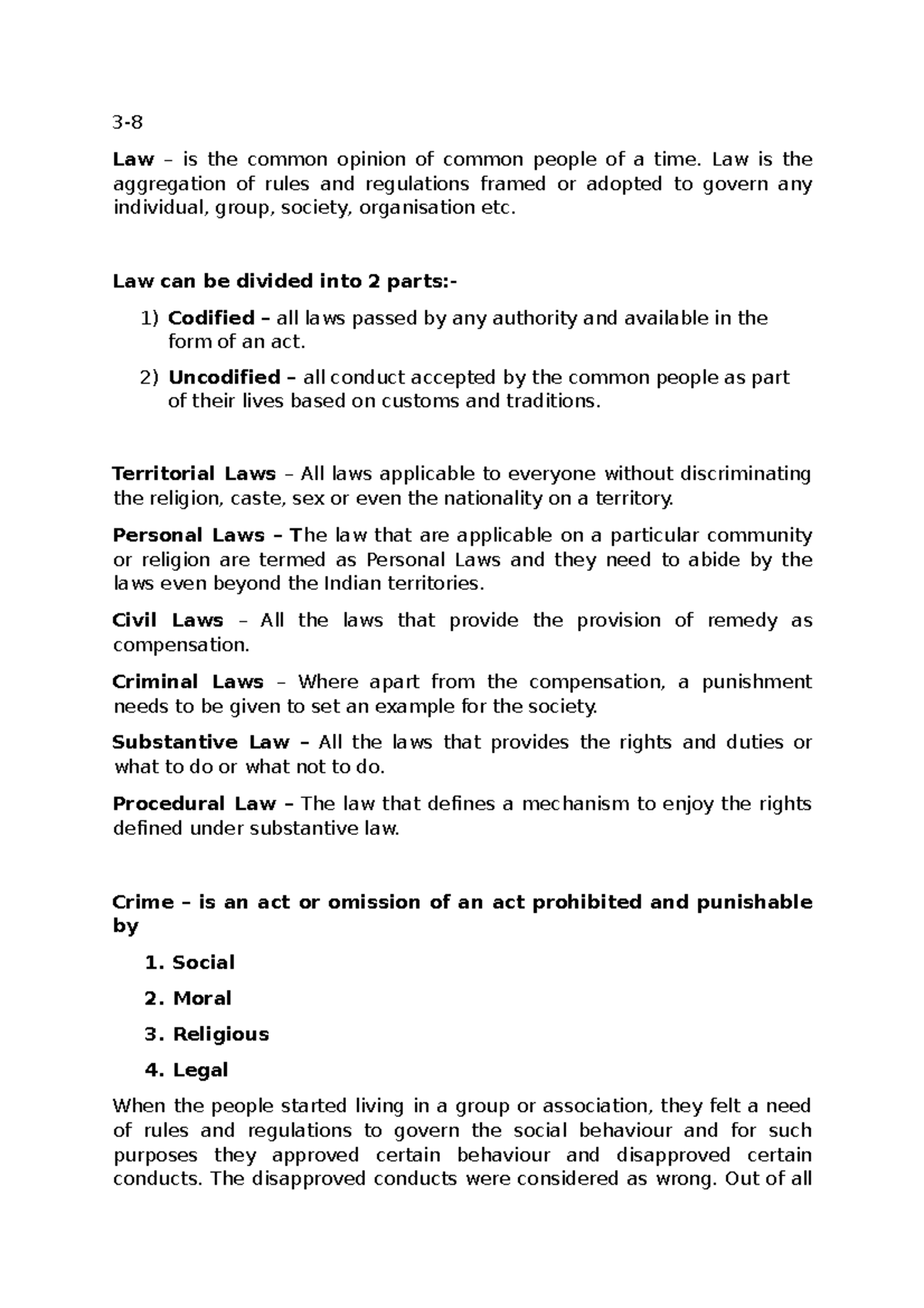 IPC MS Updated - notes of Indian Penal Code - I - 3- Law – is the ...