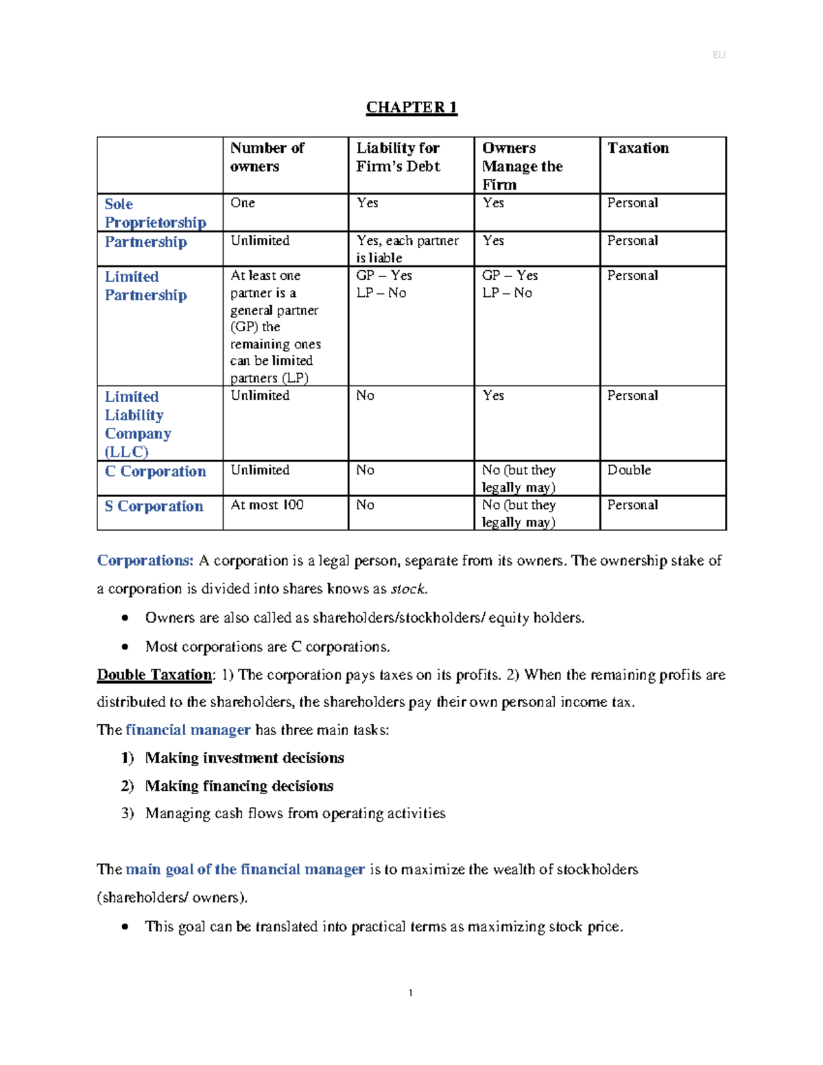 Chapter 1 typed version - EU 1 CHAPTER 1 Number of owners Liability for ...