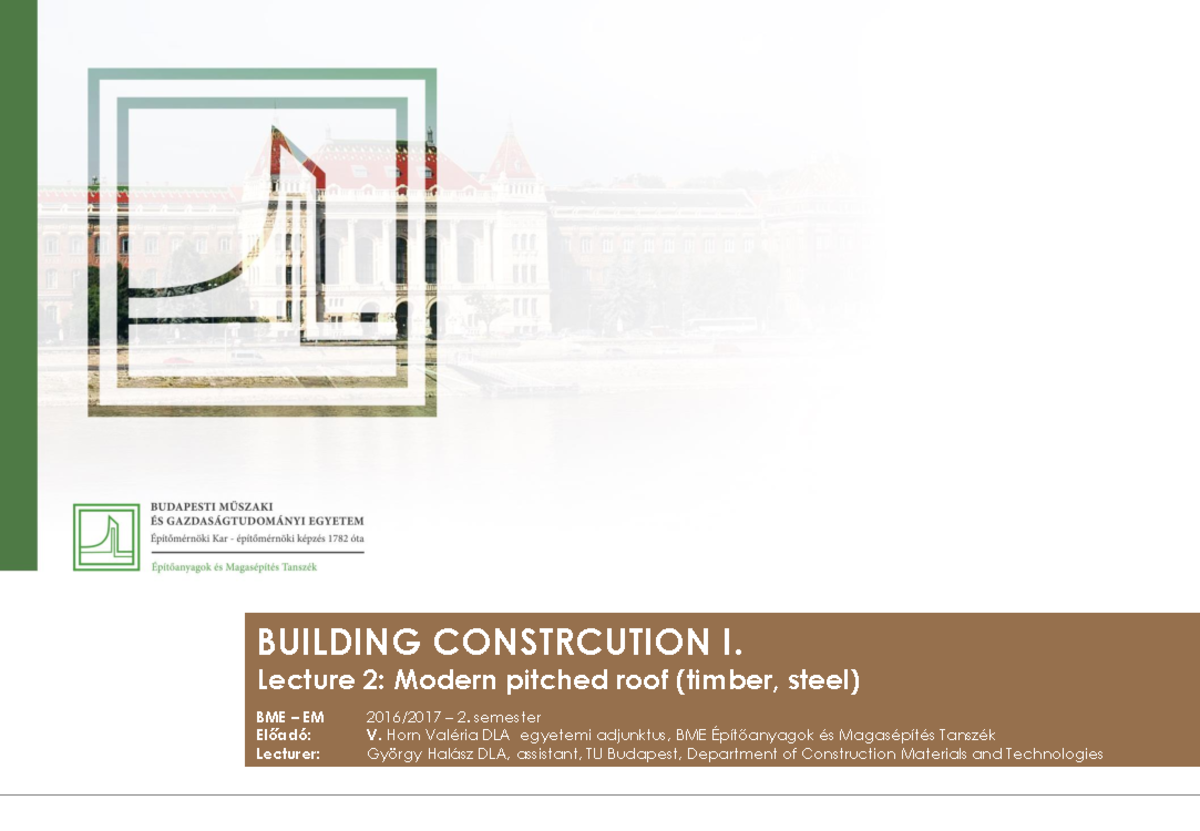 02-BC1 Pitched roof - Lecture notes 2 - BUILDING CONSTRCUTION I ...
