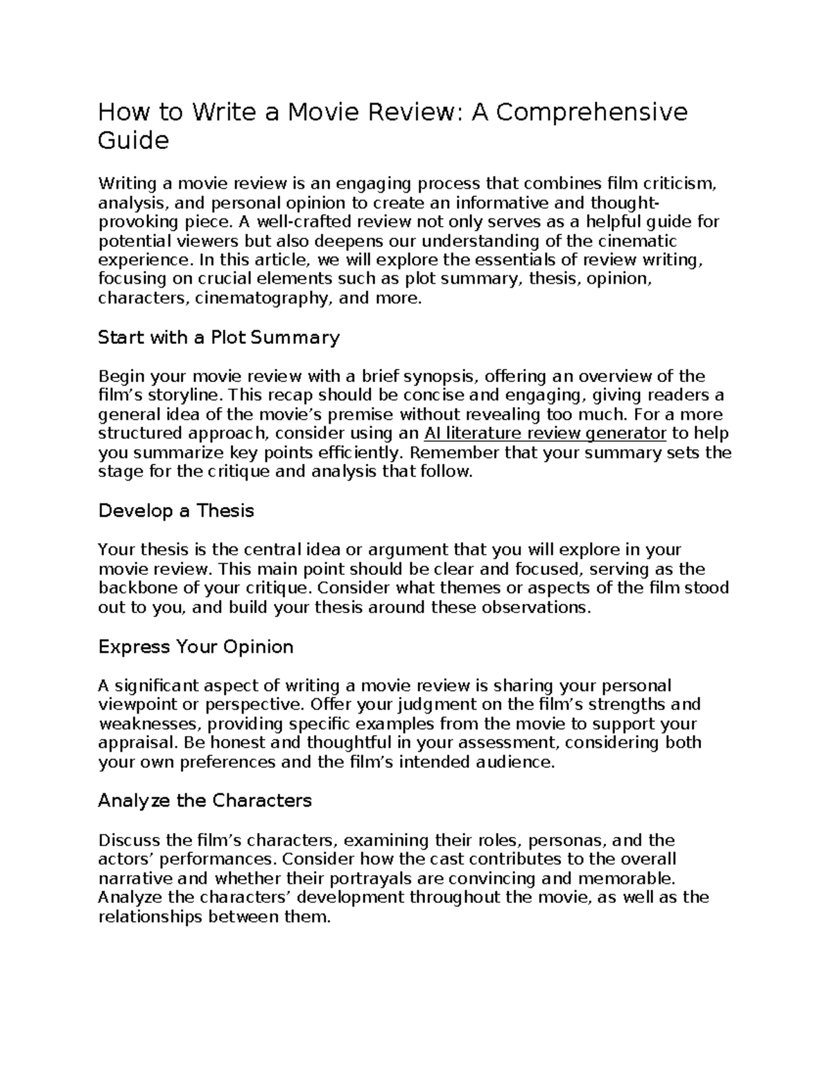 How to Write a movie review - A well-crafted review not only serves as ...