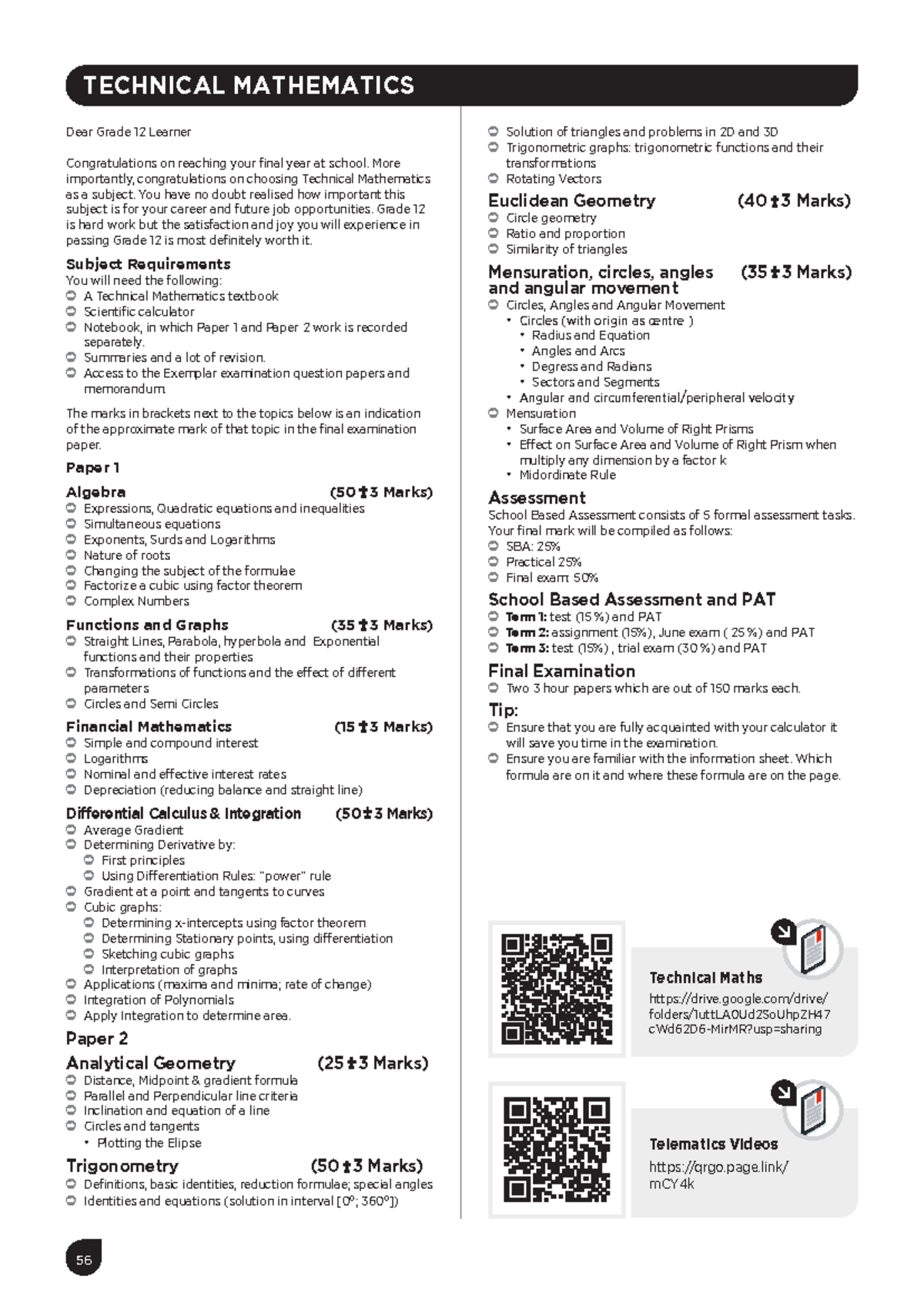 Tech-Math - More knowledge practice - 56 TECHNICAL MATHEMATICS Dear ...