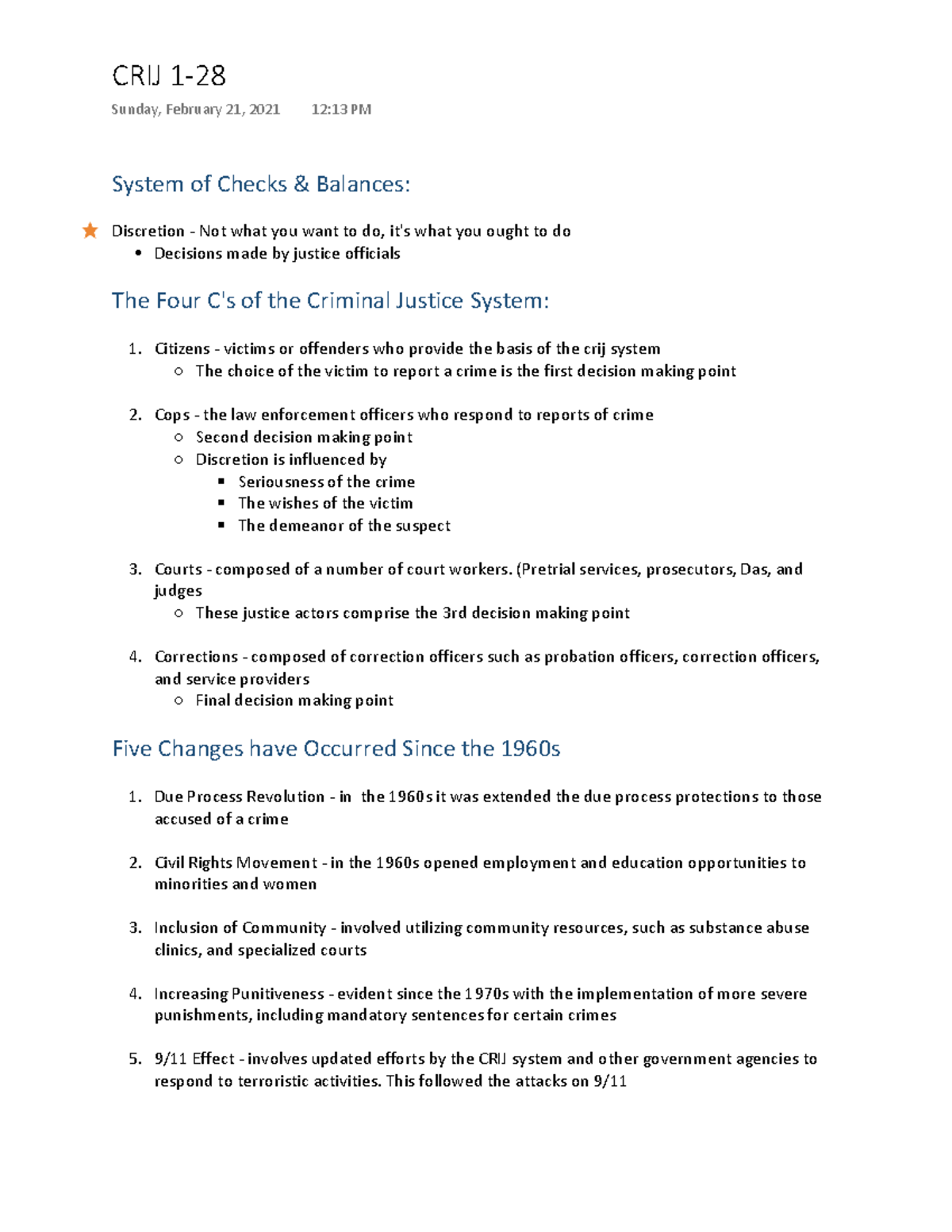 CRIJ Notes 4 - System of Checks & Balances: Discretion - Not what you ...