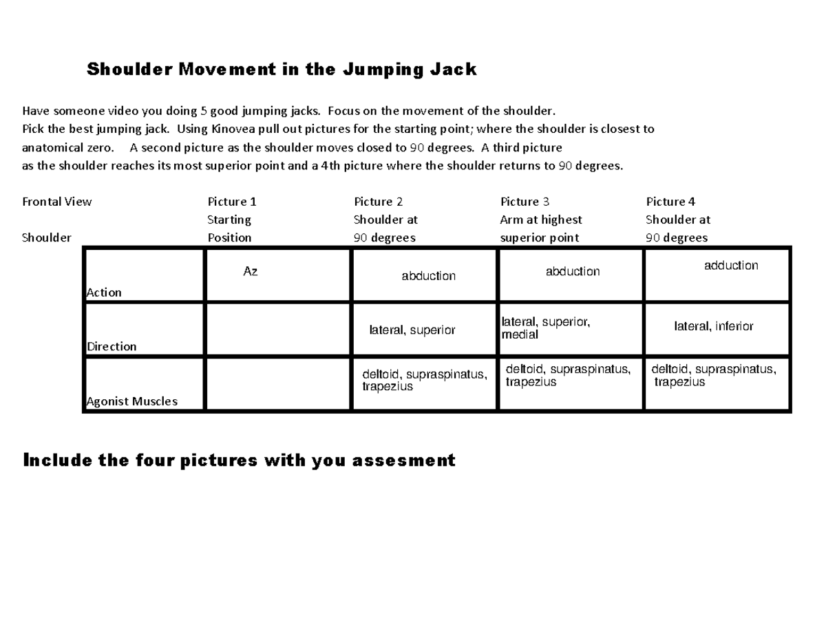Shoulder Movement in Jumping Jacks - Shoulder Movement in the Jumping ...