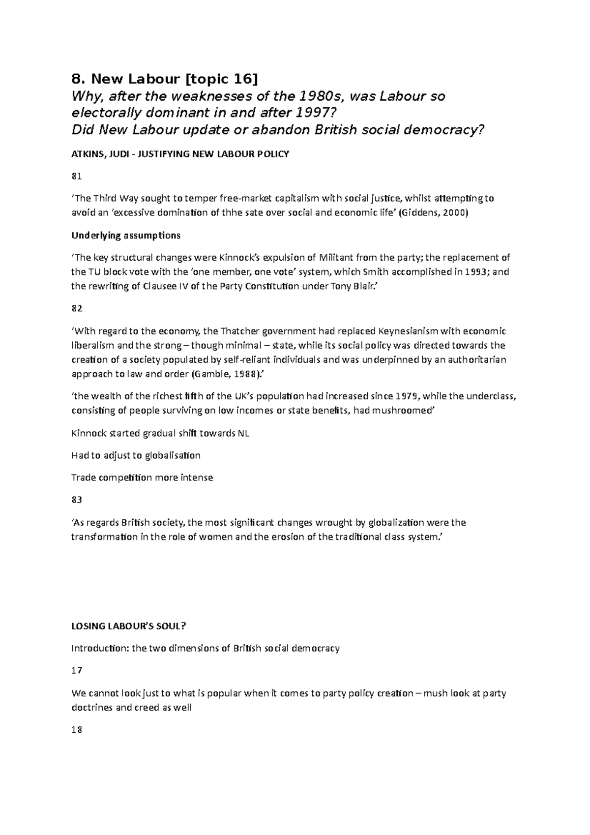 NEW Labour Notes - 8. New Labour Why, after the weaknesses of the 1980s ...