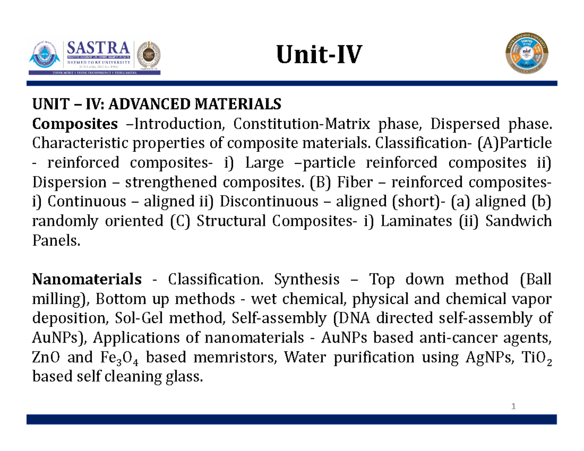 Composites - Contains Dr.Devraj sir Lecture notes - Unit‐IV UNIT – IV ...