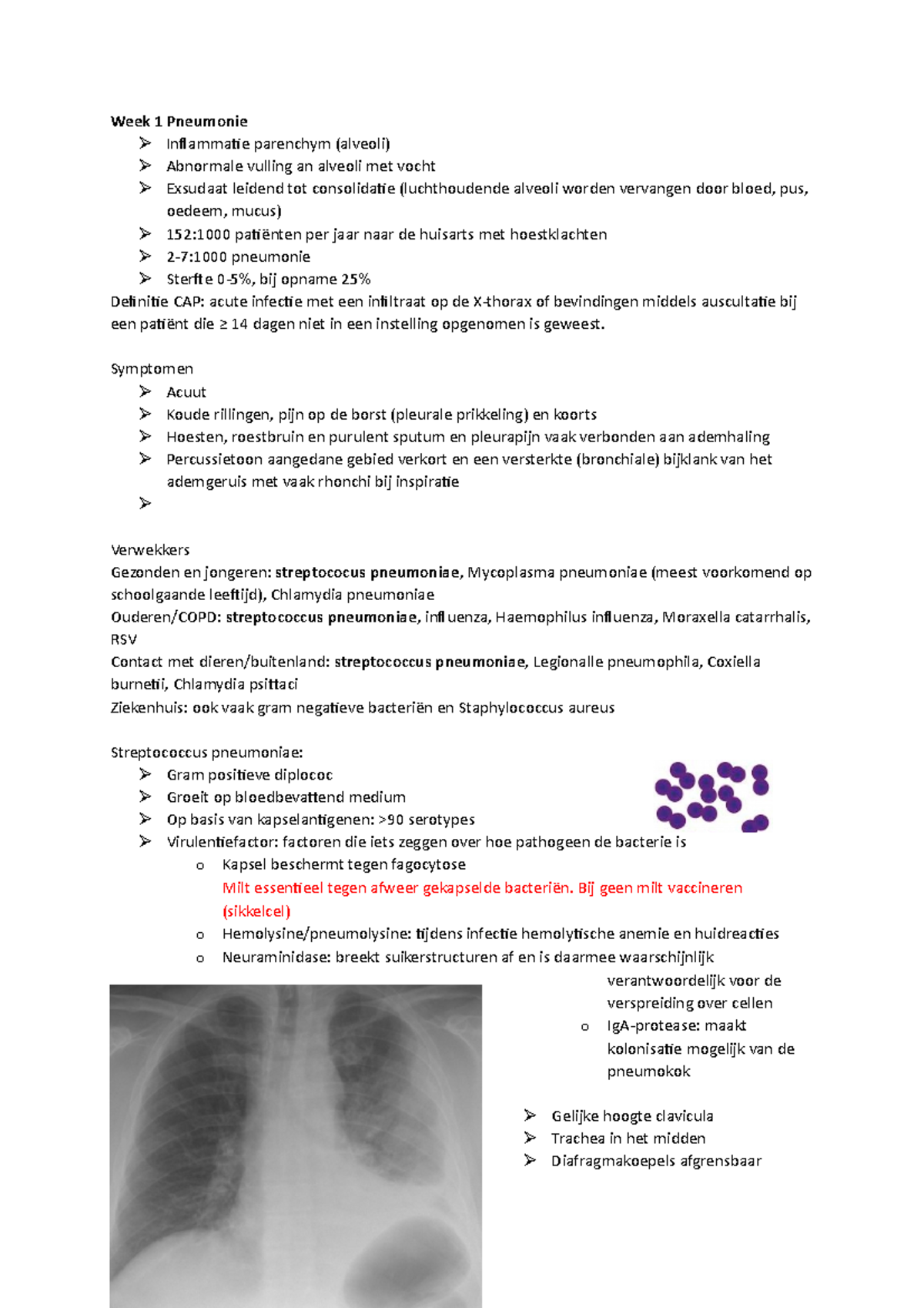 Week 1 pneumonie - Week 1 Samenvatting - Week 1 Pneumonie Inflammatie ...