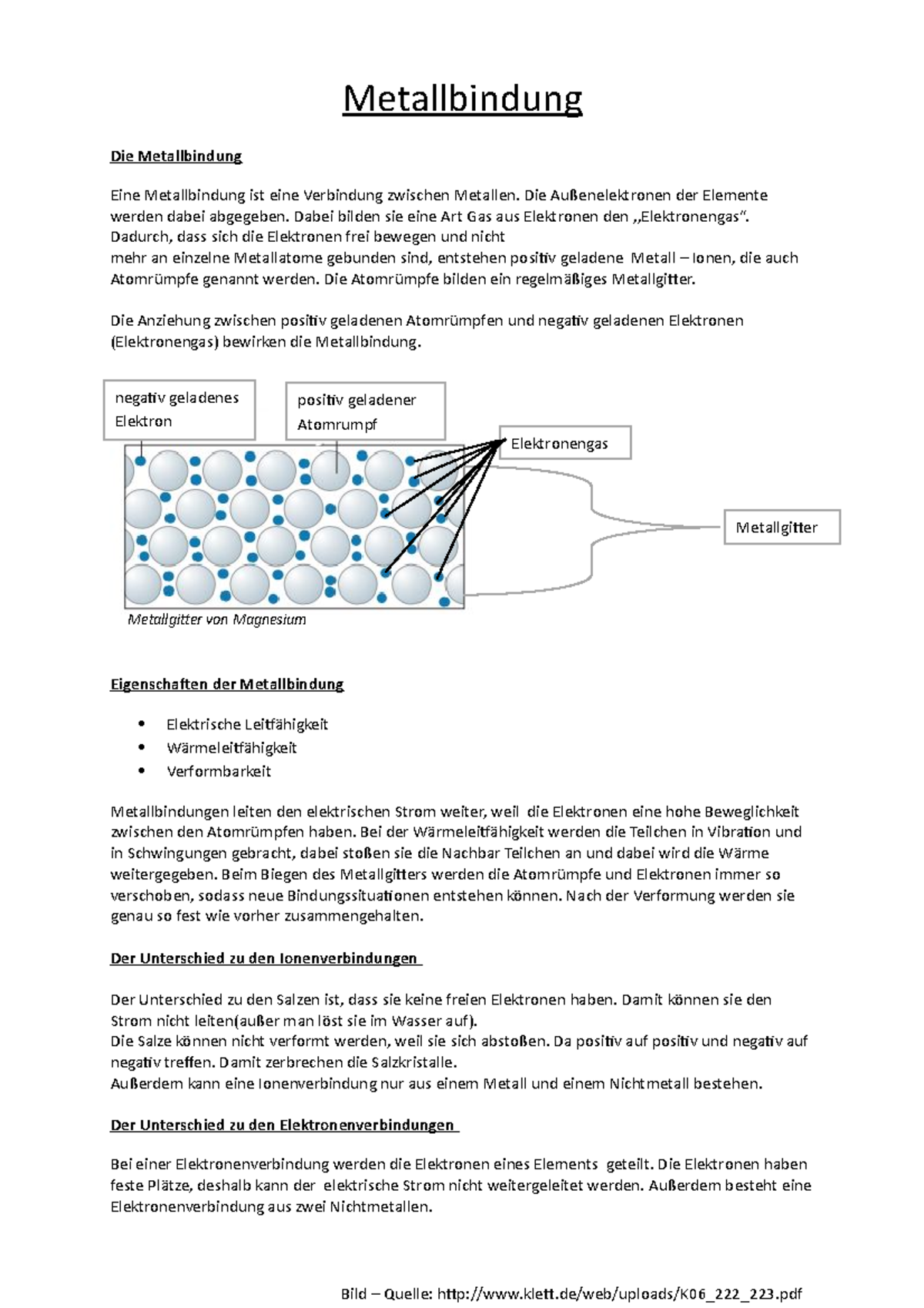 Metallbindung Definiton und mehr für Realschule - WB EE Die ...
