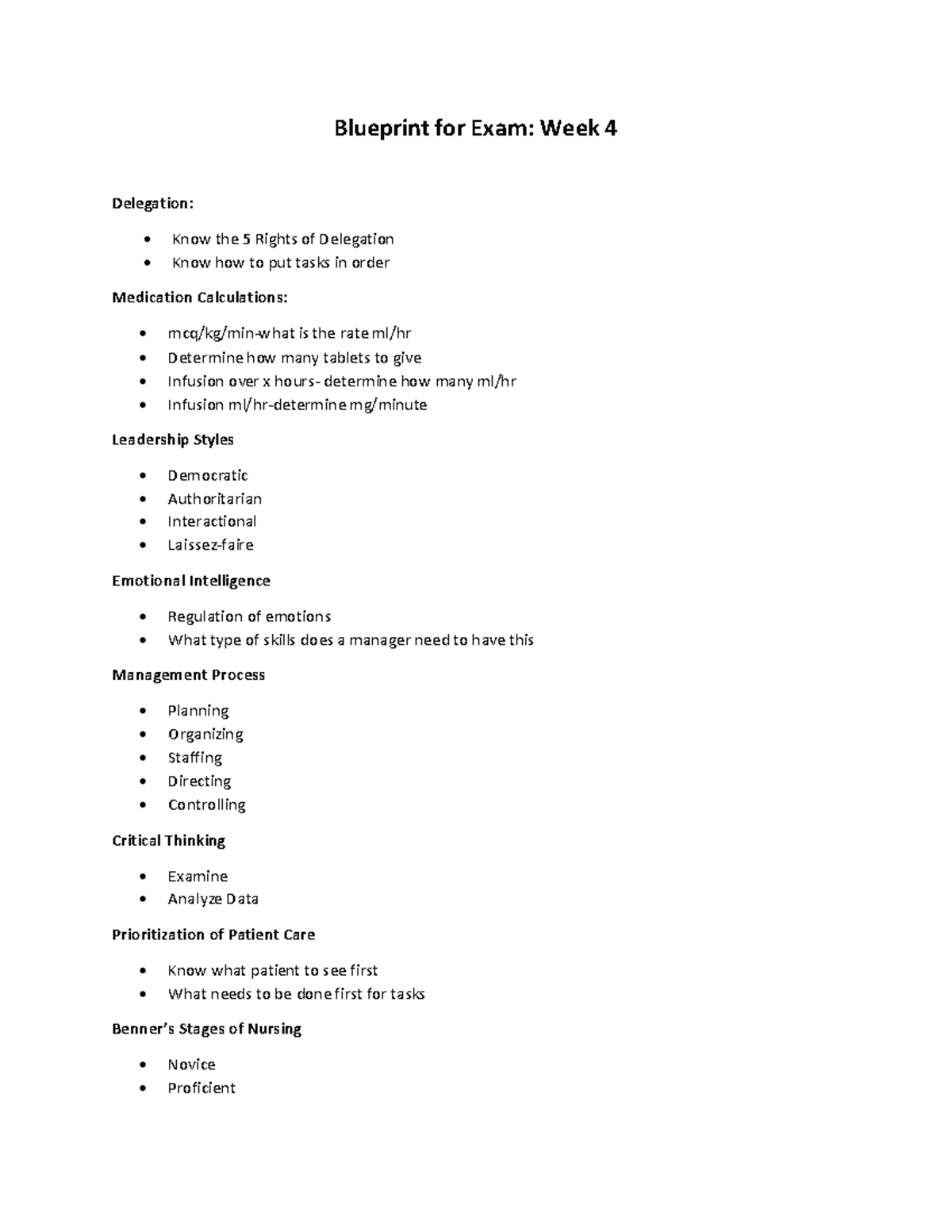 Blueprint for Exam - Lecture - Blueprint for Exam: Week 4 Delegation ...