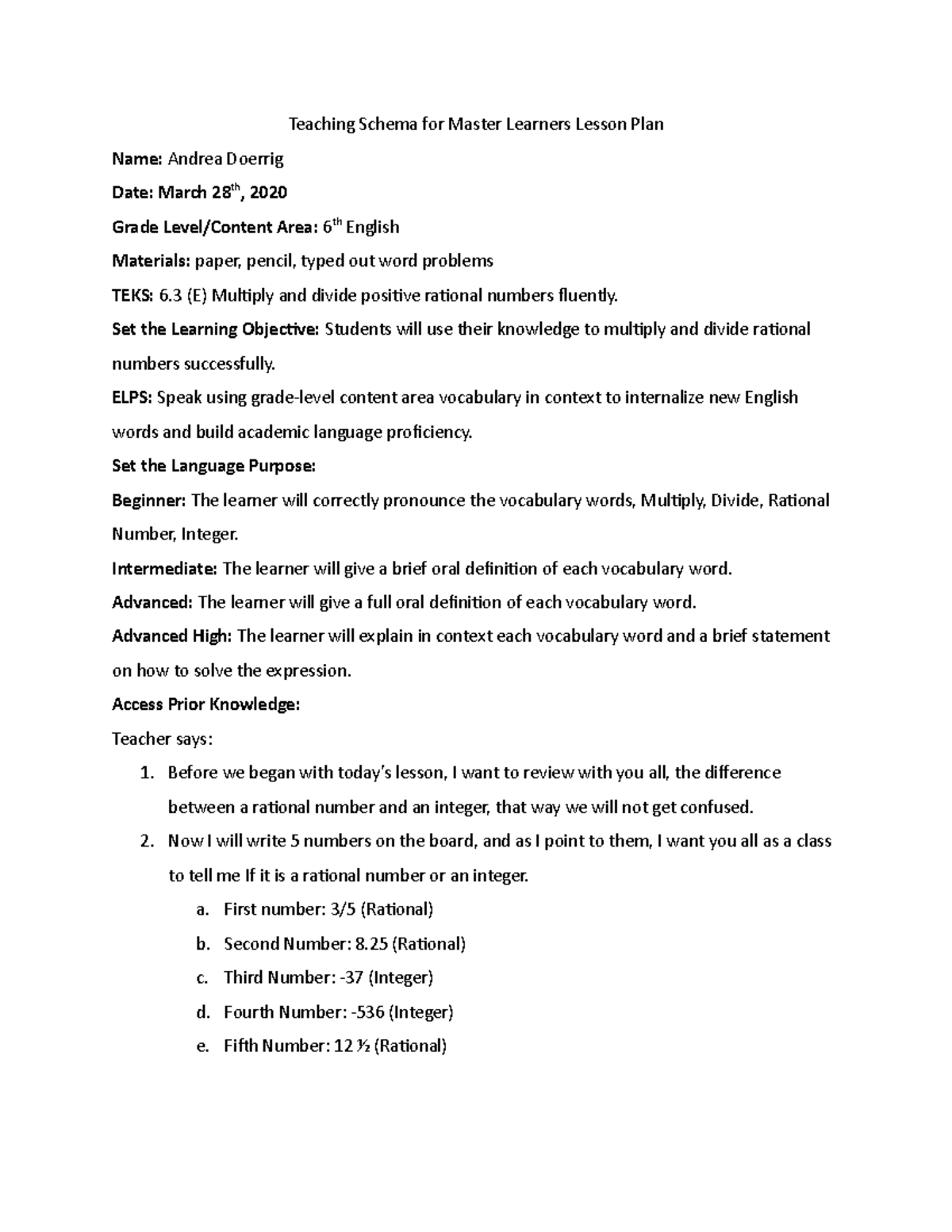 Schema Lesson Plan - Dr. Kahn - Teaching Schema for Master Learners ...