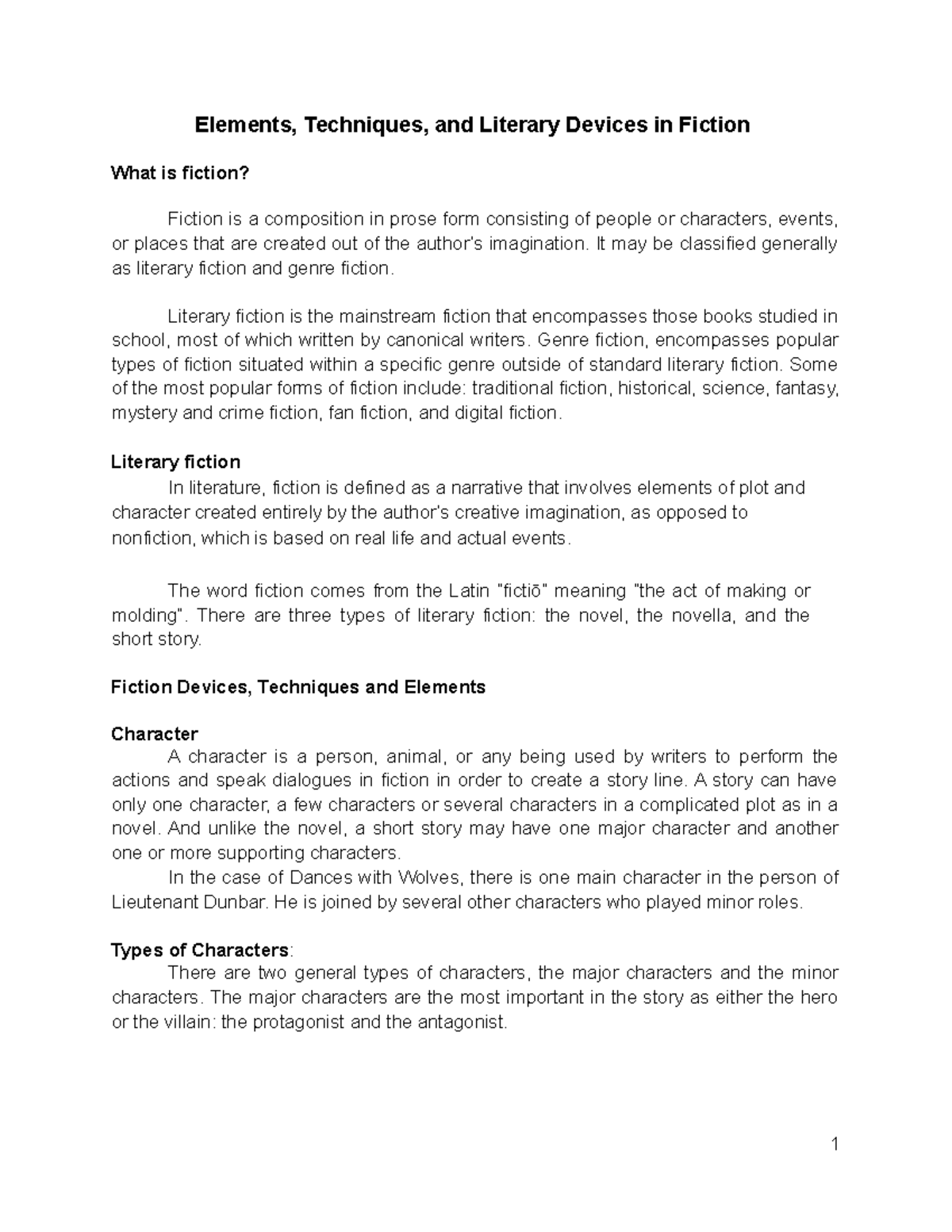 What-is-fiction - Lectures for Creative Non-fiction - Elements ...