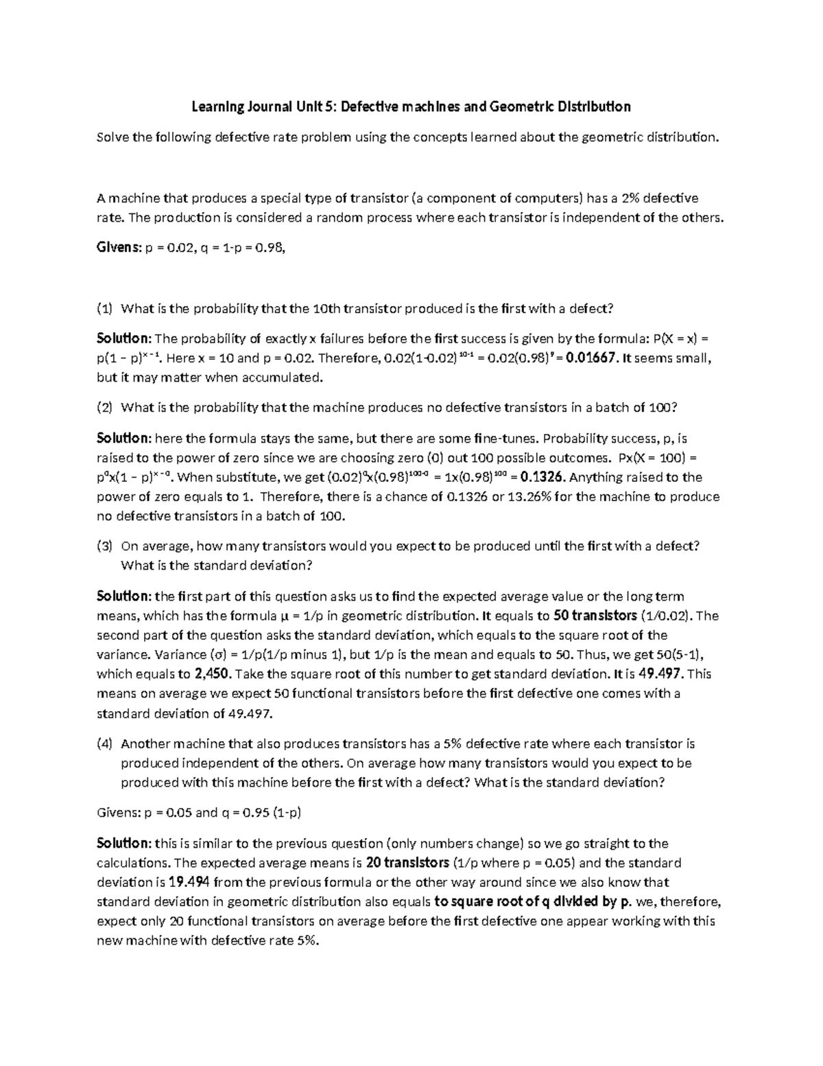 Lj5 - A learning Journal with its answers and graph - Learning Journal ...