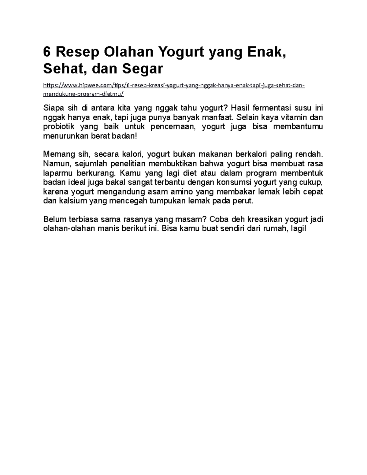 Resep Olahan Yogurt yang Enak, Sehat, dan Segar - 6 Resep Olahan Yogurt ...