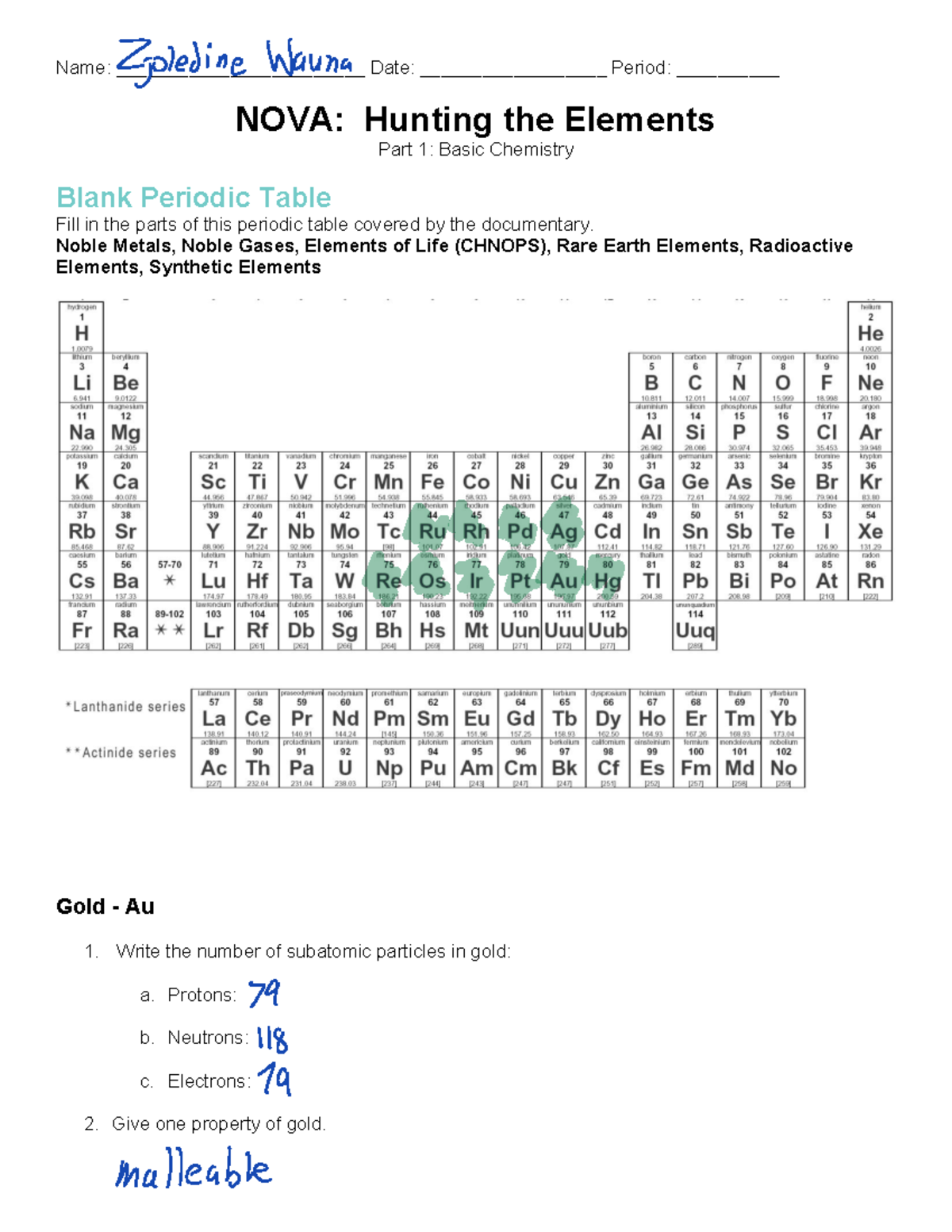 Hunting+the+Elements - Name: ________________________ Date ...