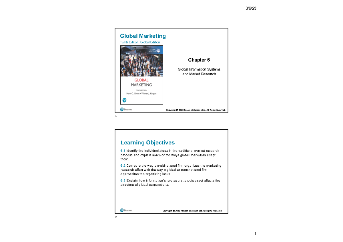 MKT 309 Chapter 6 Slides - Global Marketing Tenth Edition, Global Edition Chapter 6 Global - Studocu