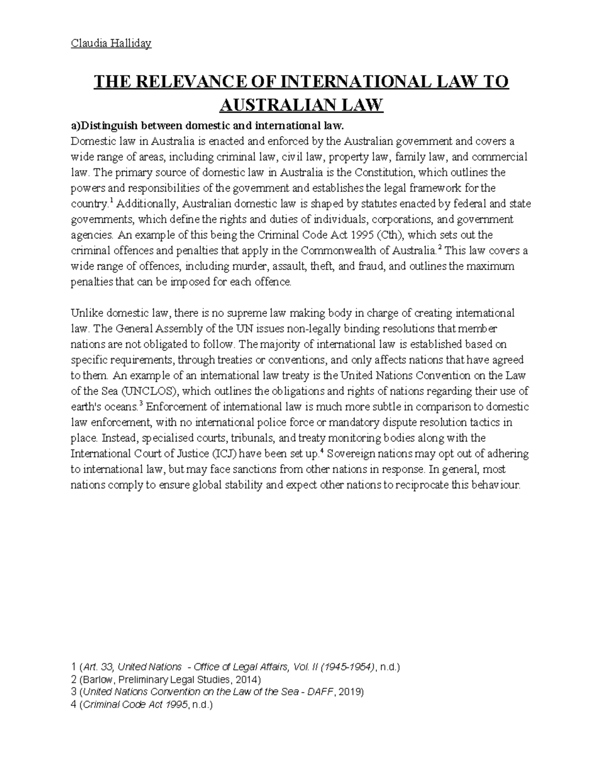 Legal studies - International Law Assignment with annotations. 19/20 ...