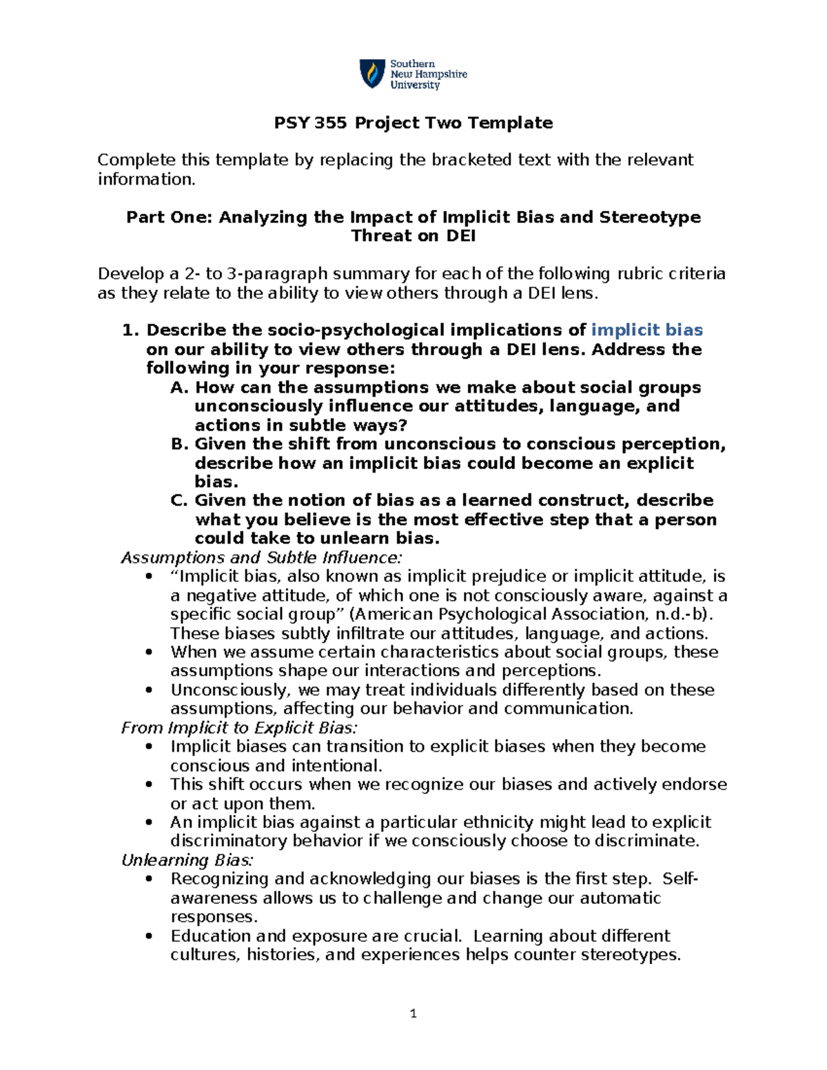 PSY 355 Project Two Template - PSY 355 Project Two Template Complete this template by replacing ...